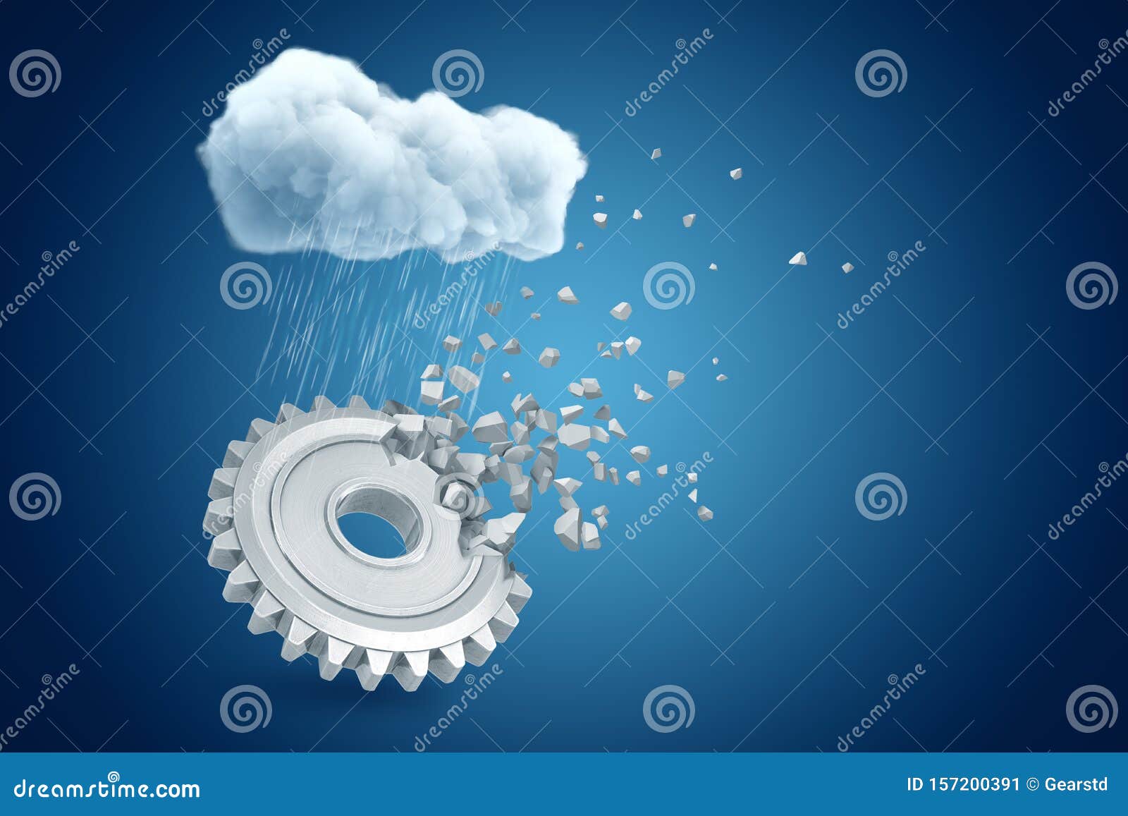 3d Rendering of Big Metal Cogwheel Starting To Dissolve from One Side ...