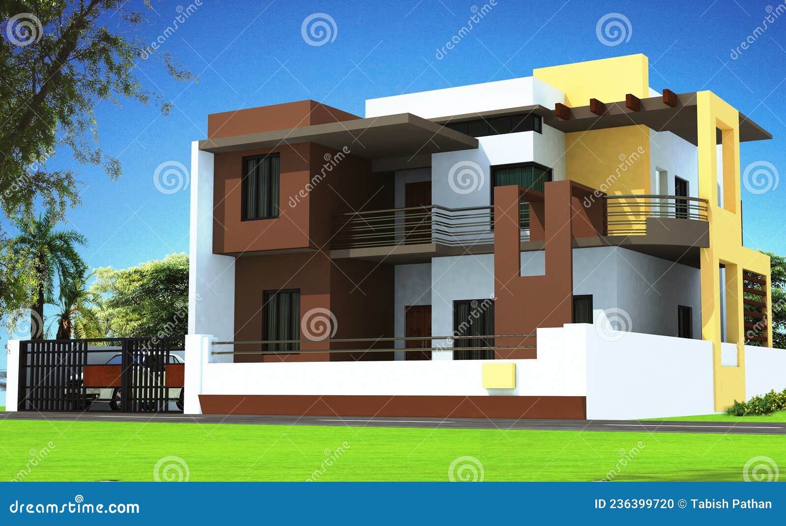 3D Rendering of a Big Two Storage House with a Modern Design Stock ...