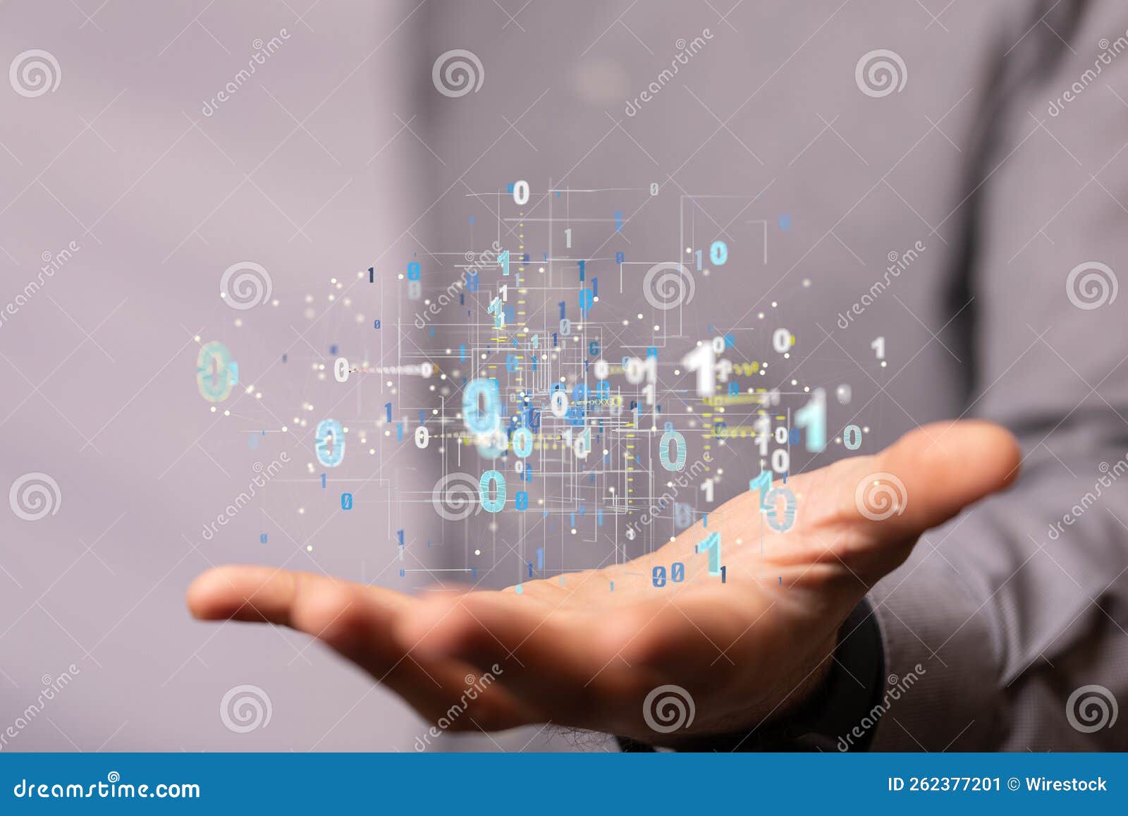 3d Rendering Of Binary Codes Floating On Hand Big Data Concept Stock Image Image Of Software
