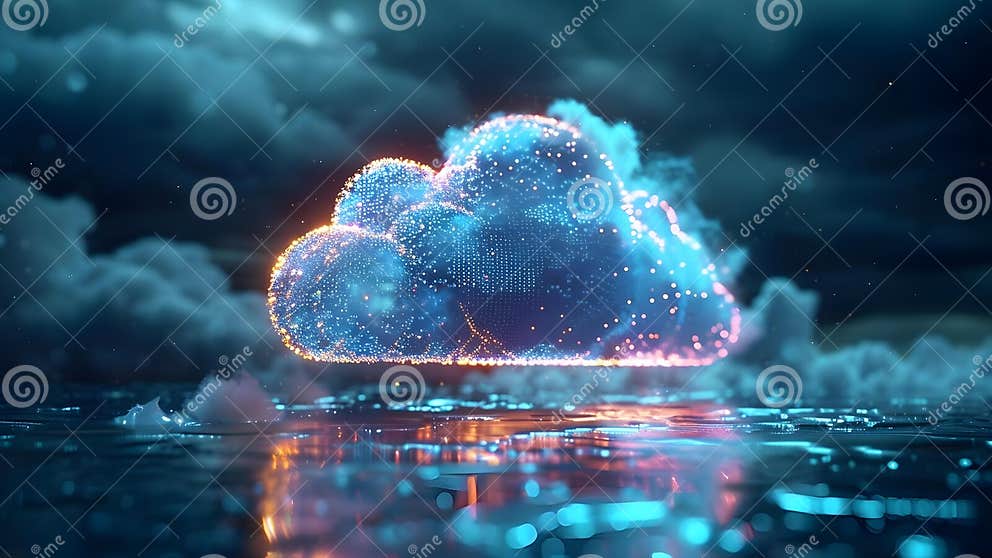 3D Rendering of Binary Data Cloud for Cloud Computing Technology Background. Concept Cloud Stock ...