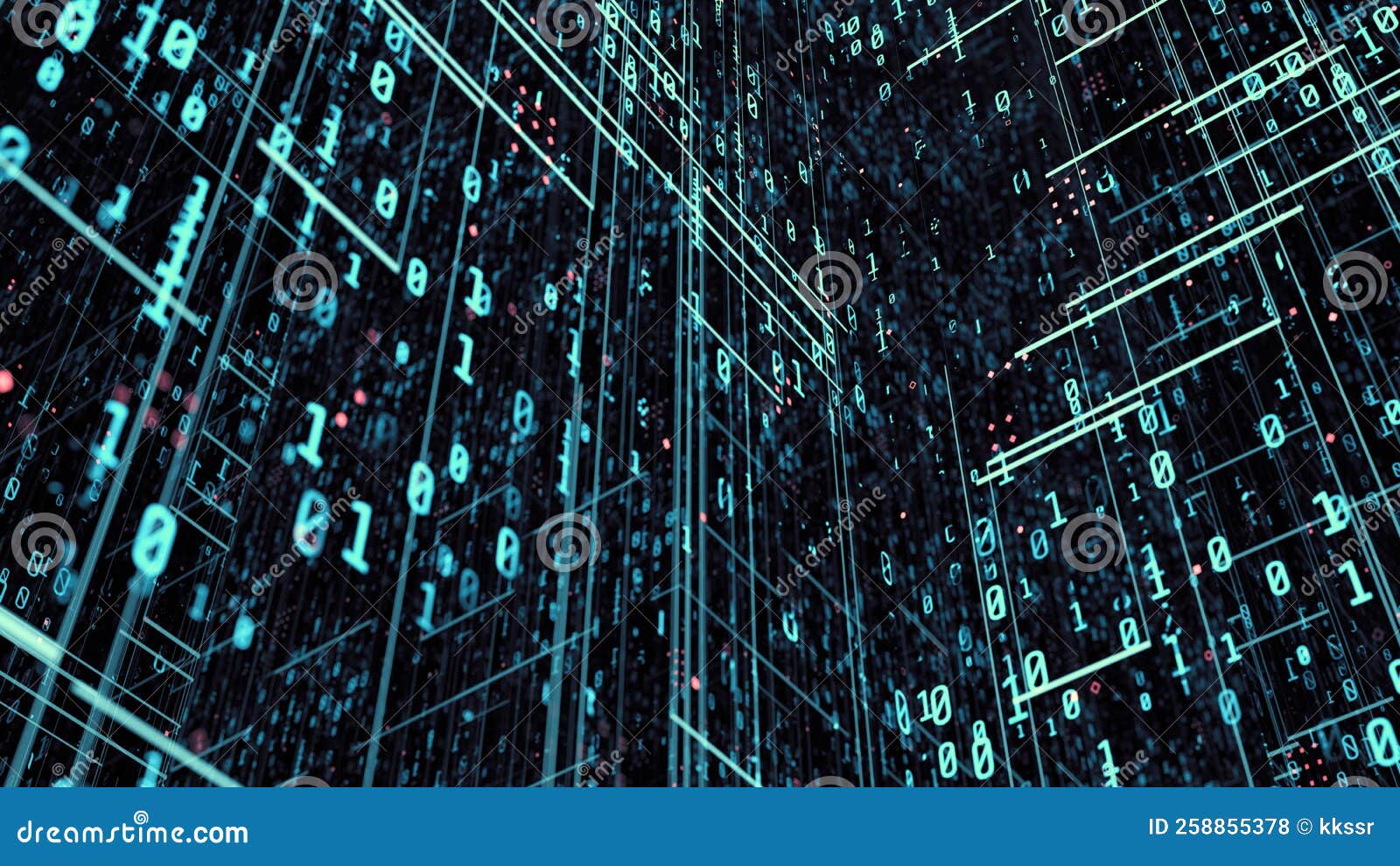 Binary Data With Dots And Lines Concept For Big Data Deep Machine Learning Stock Illustration