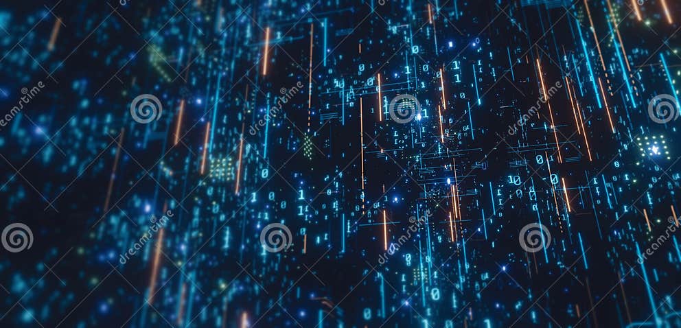 Binary Data with Dots and Lines. Concept for Big Data, Deep Machine ...