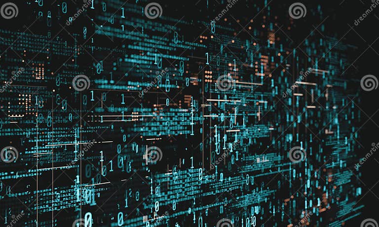 Binary Data with Dots and Lines. Concept for Big Data, Deep Machine ...