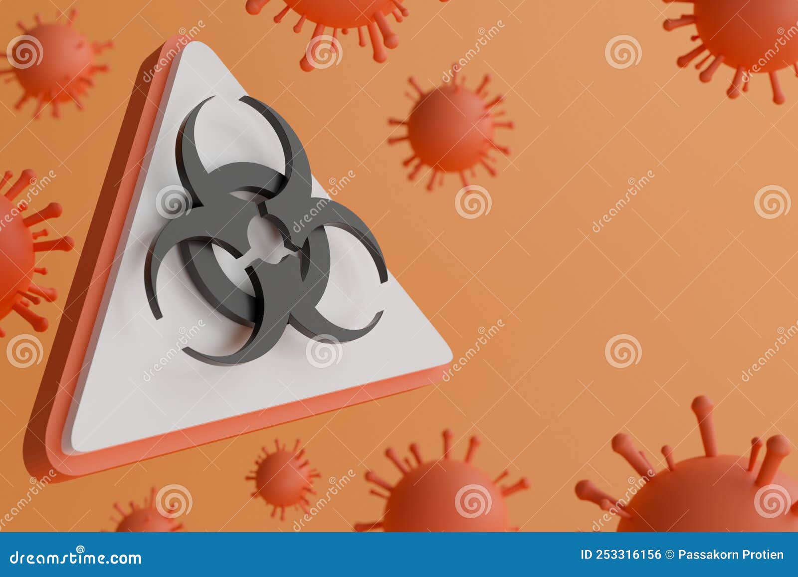Biohazard Symbol and Virus 3d Render. Stock Illustration - Illustration ...