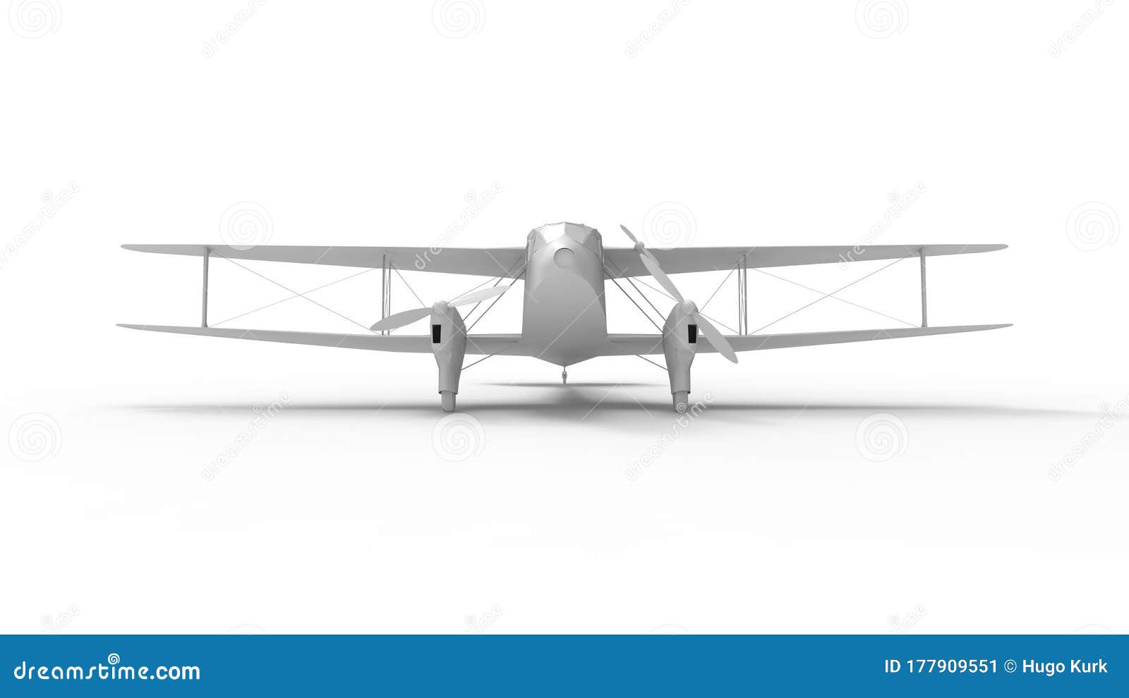 3D Rendering of a Biplane Double Propellor Airplane Aeroplane Isolated ...