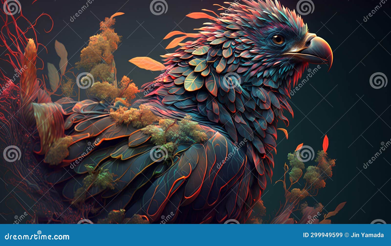 3D Rendering of a Bird with a Beautiful Pattern on Its Feathers Stock ...