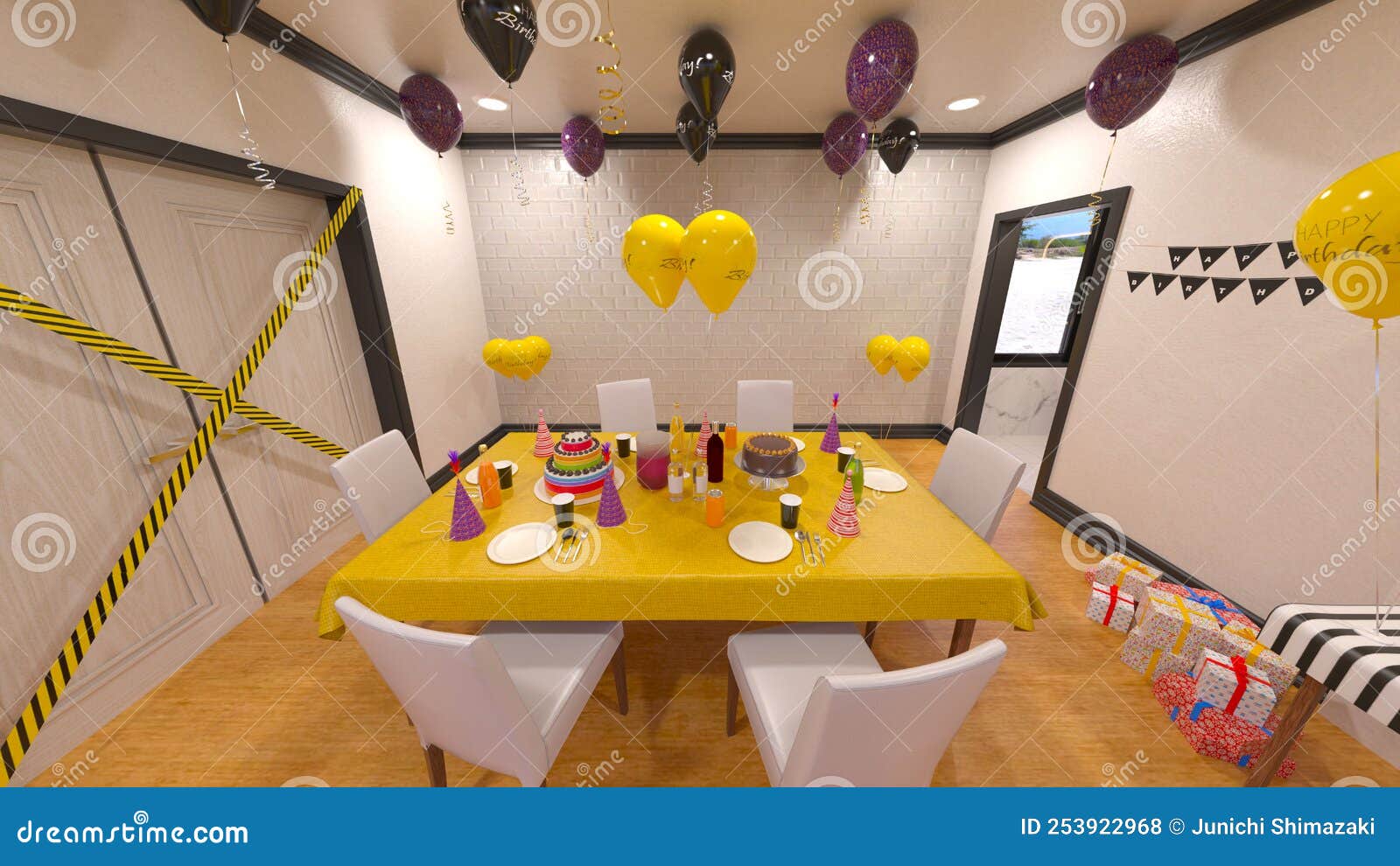 3D Rendering of the Birthday Party Venue Stock Illustration ...