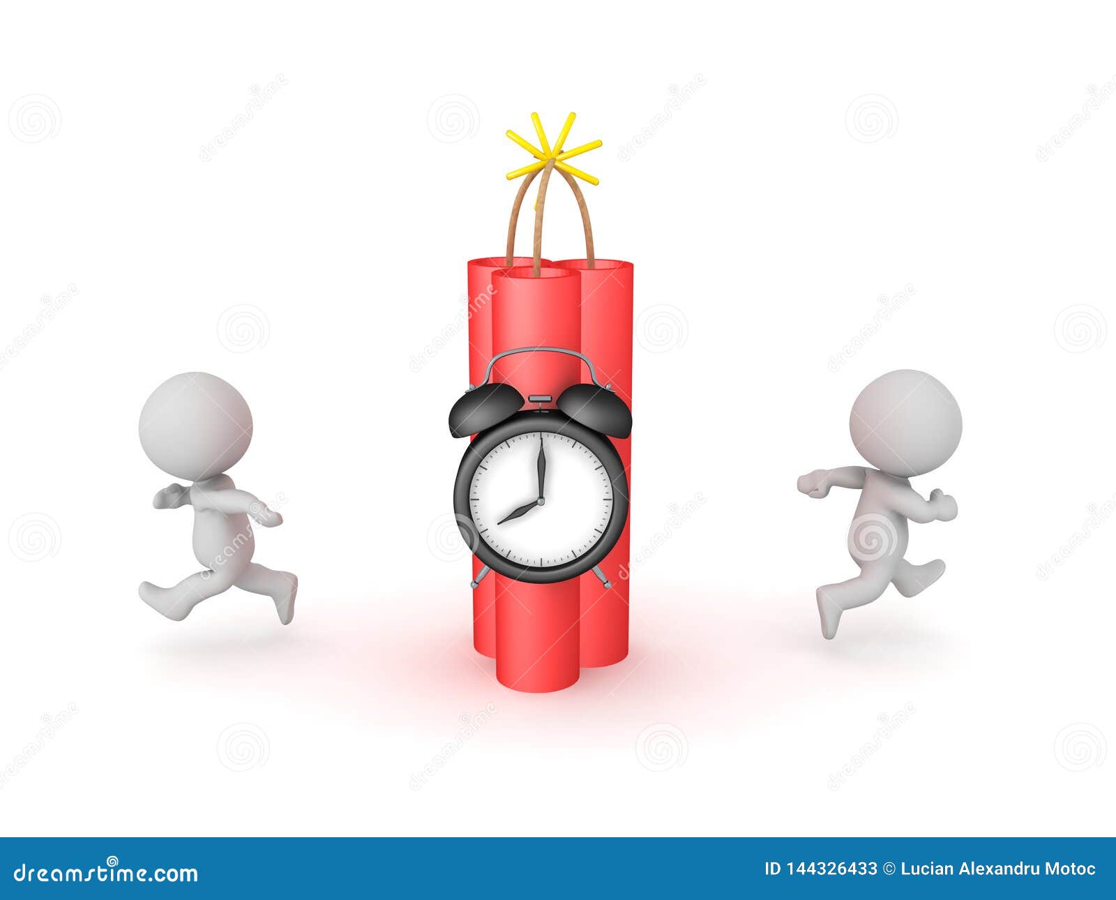 3D Rendering of Black Clock with Dynamite Sticks Stock Illustration ...