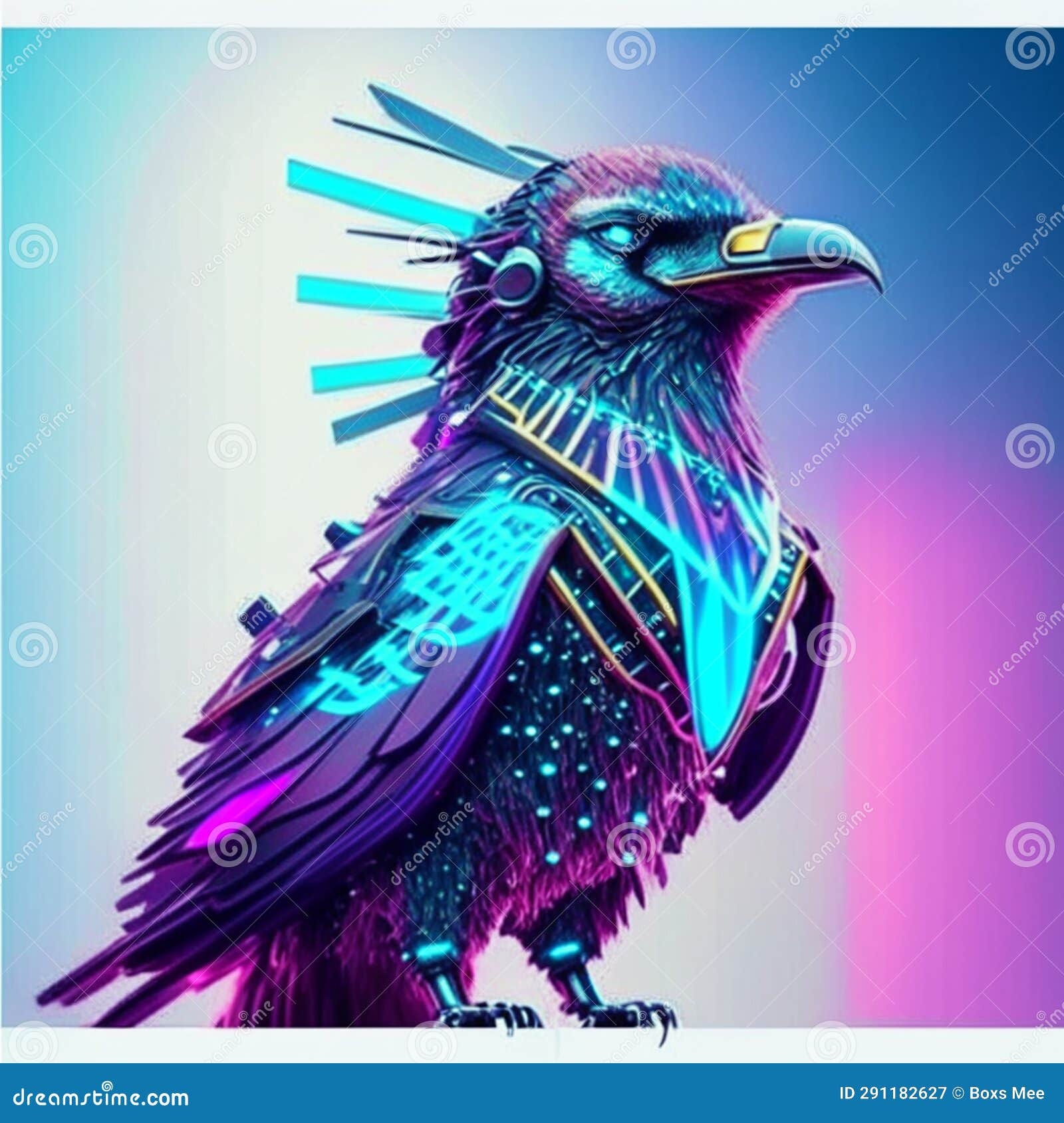 3d Rendering of a Black Crow with Blue and Purple Colors on a Gradient ...