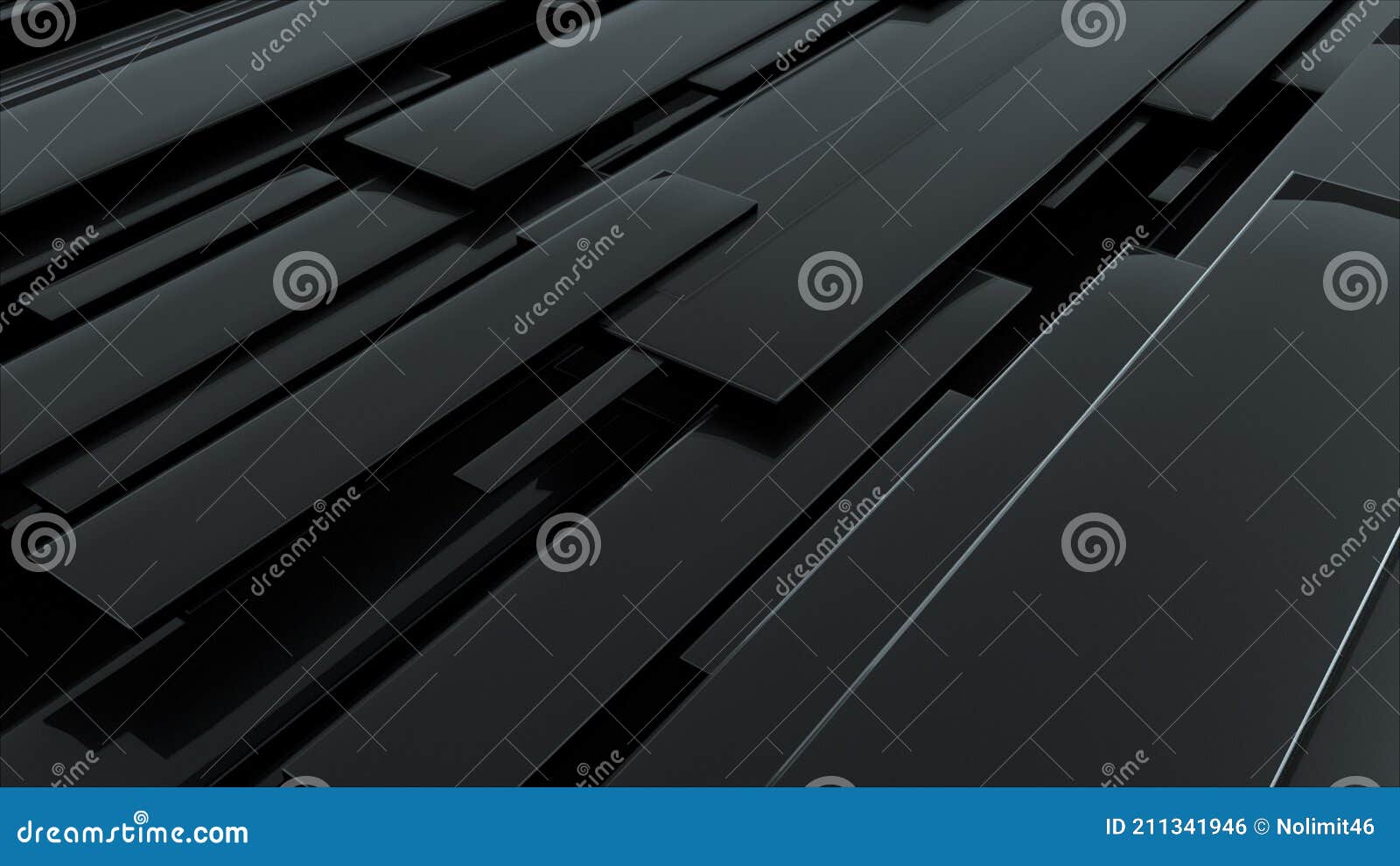 3d Rendering of Black Glossy Rectangular Panels at Different Levels ...