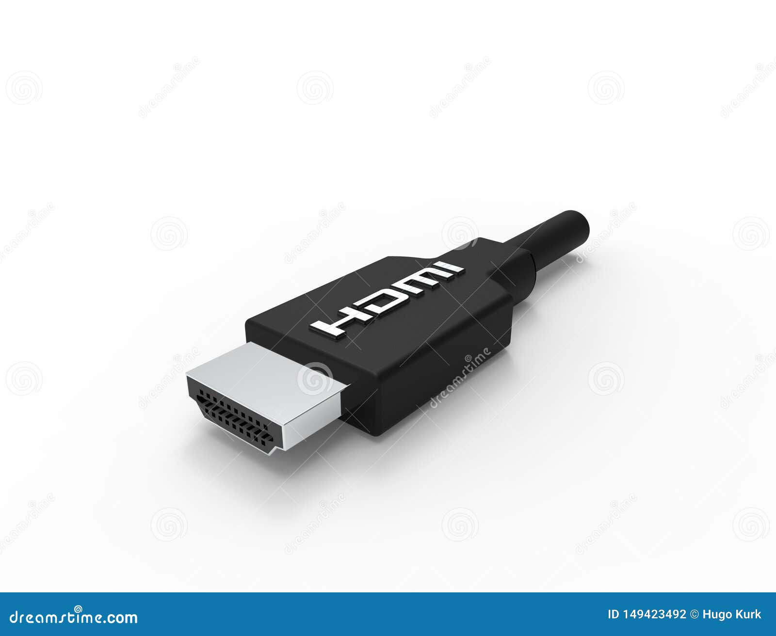 3D Rendering of a Black HDMI Cable Isolated on White Background ...