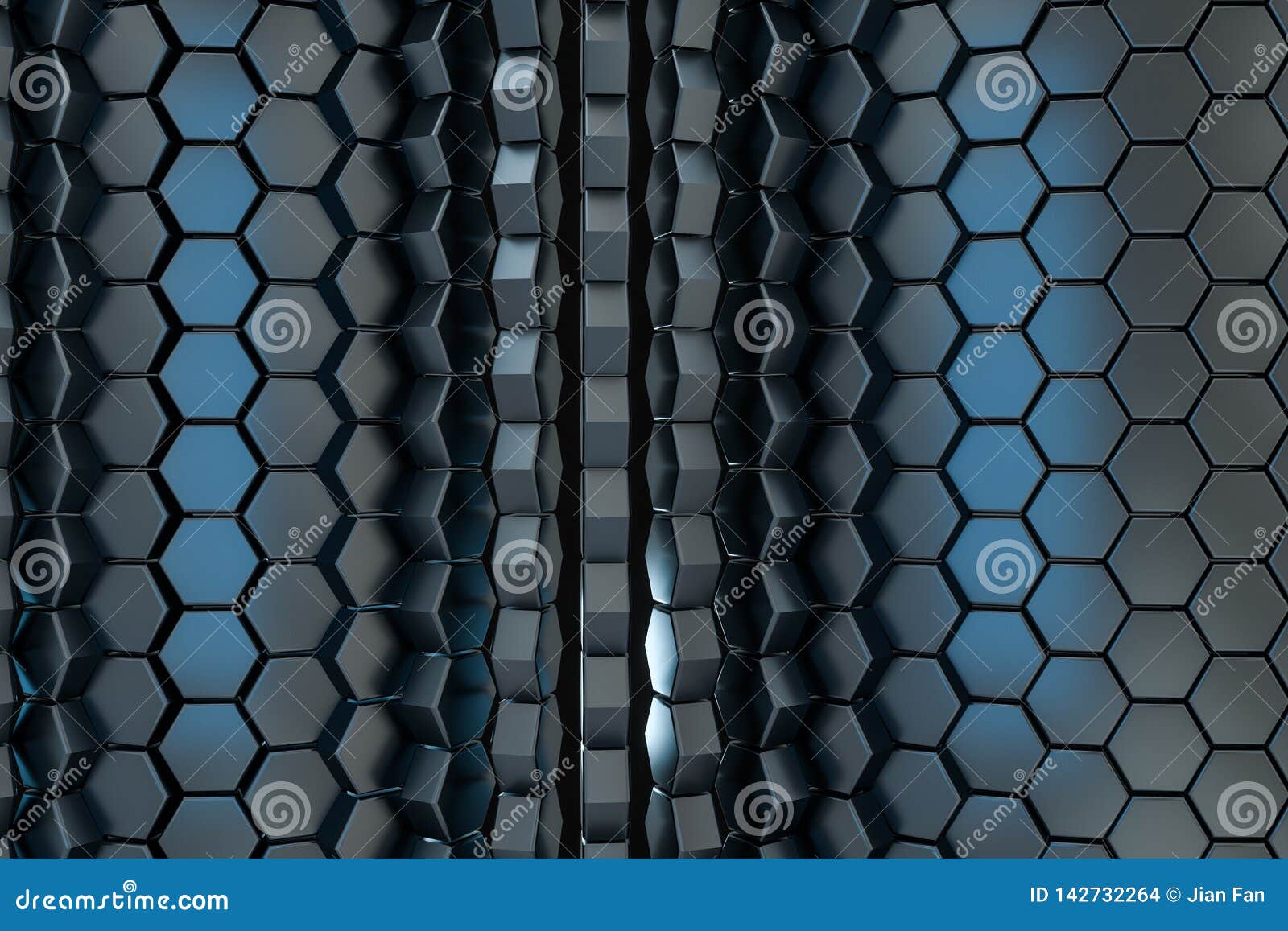 3d Rendering, Black Hexagon Cube, Computer Digital Drawing Stock ...