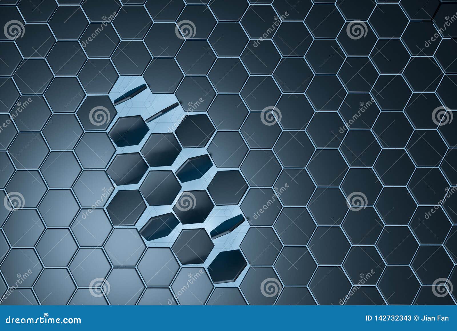 3d Rendering, Black Hexagon Cube, Computer Digital Drawing Stock ...