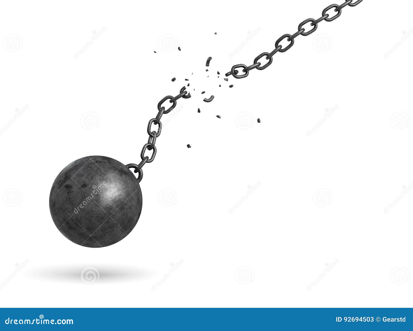 3d Rendering of a Black Iron Ball Swinging and Falling from a Broken ...