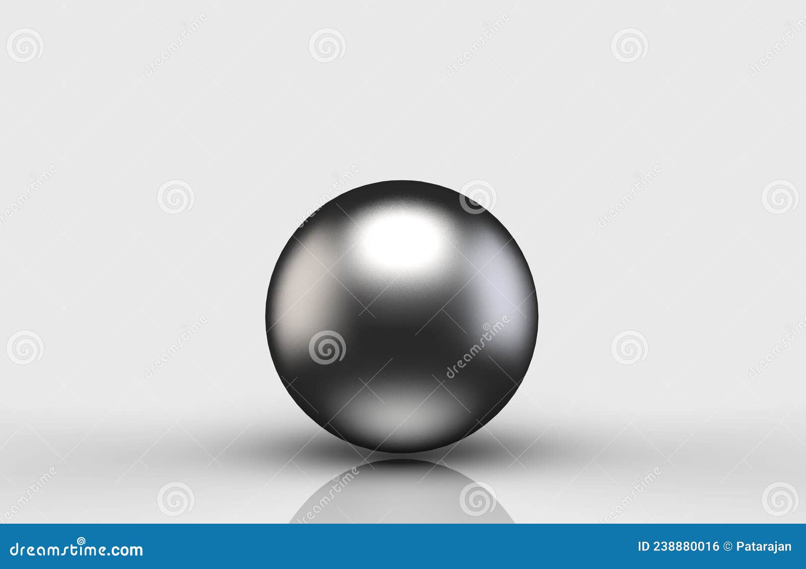 3d Rendering. a Black Metal Sphere Ball on Light Gray Background. Stock ...