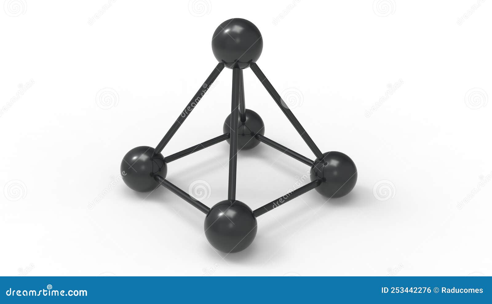 3D Rendering - Black Molecule Pyramid Structure Stock Illustration ...