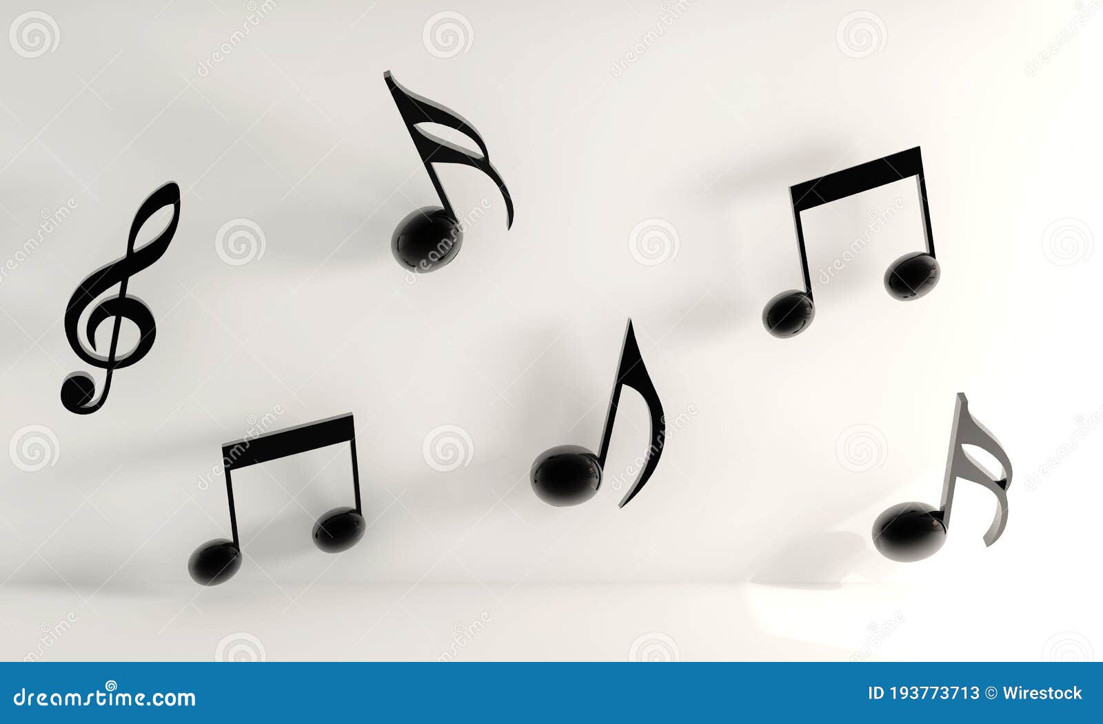 3D Rendering of Black Music Notes on a White Background Stock ...