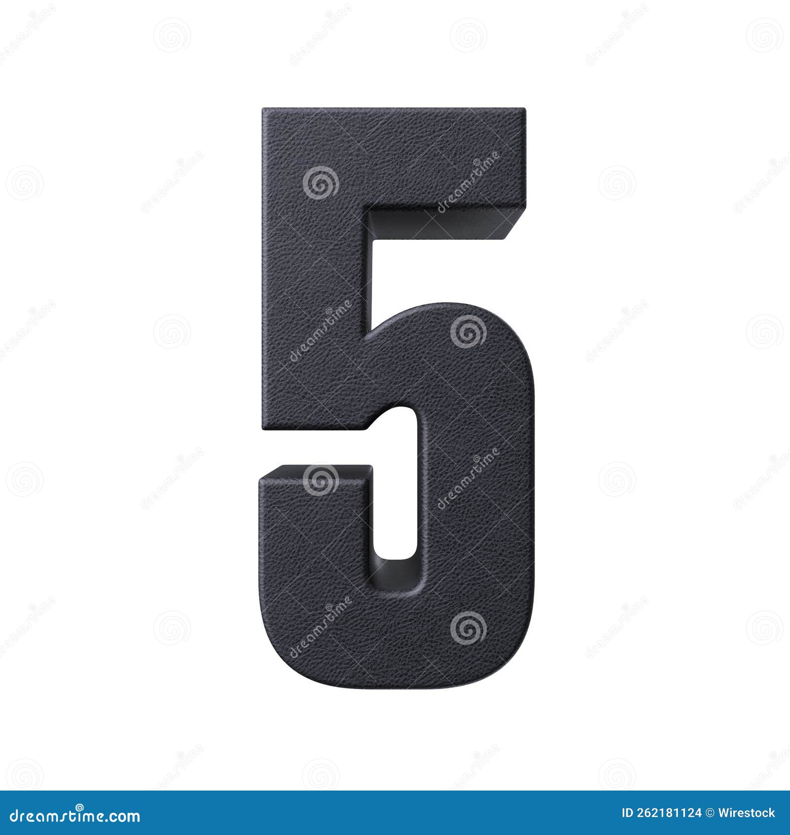 3D Rendering of a Black Number "5" Isolated on White Background Stock ...