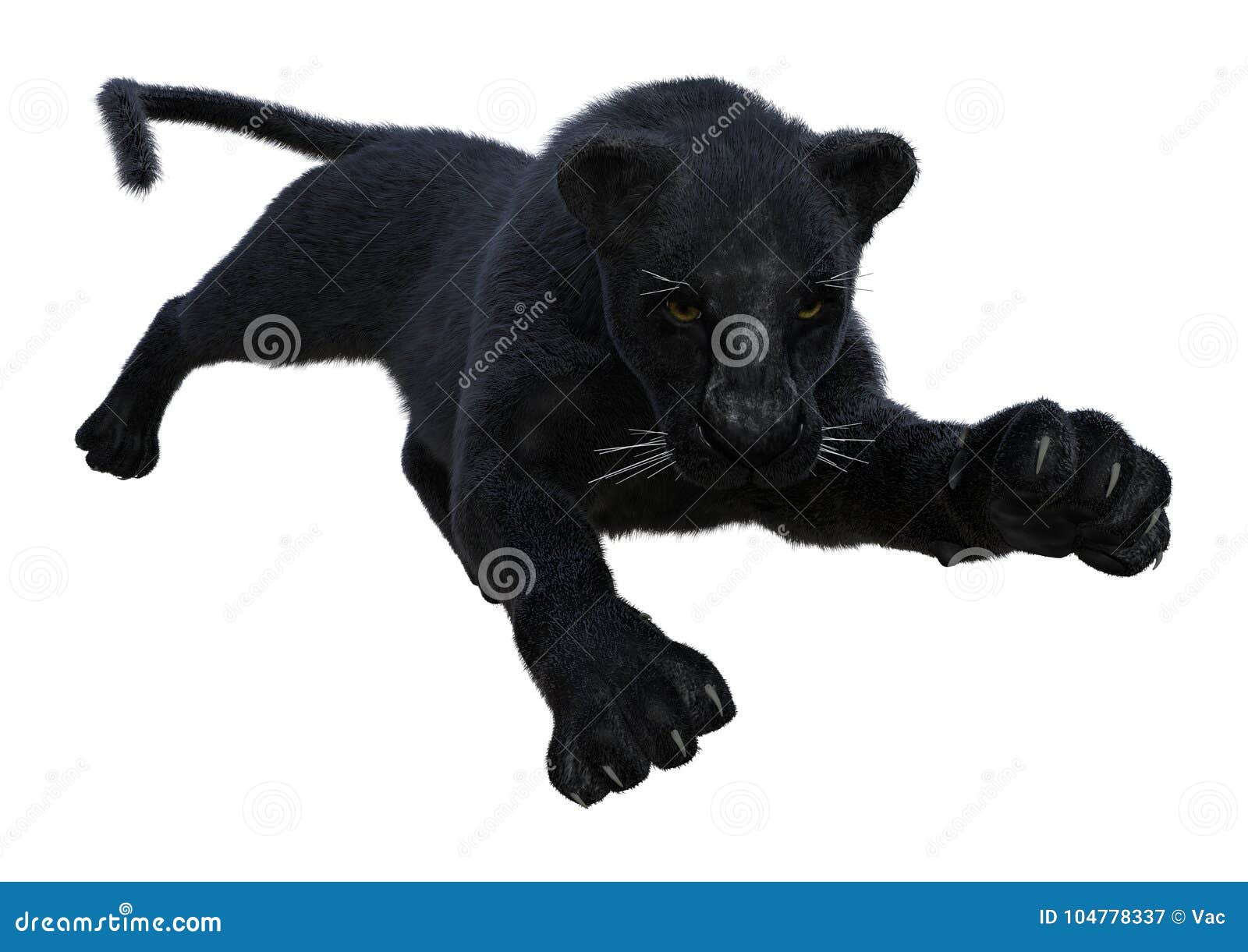 3D Rendering Black Panther on White Stock Illustration - Illustration ...