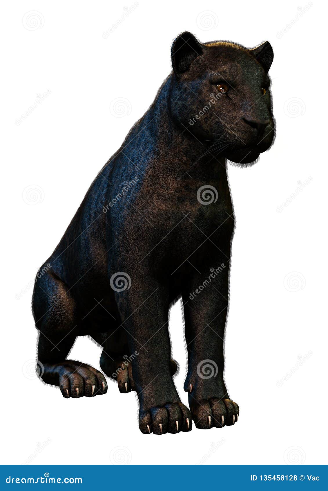 3D Rendering Black Panther on White Stock Illustration - Illustration ...