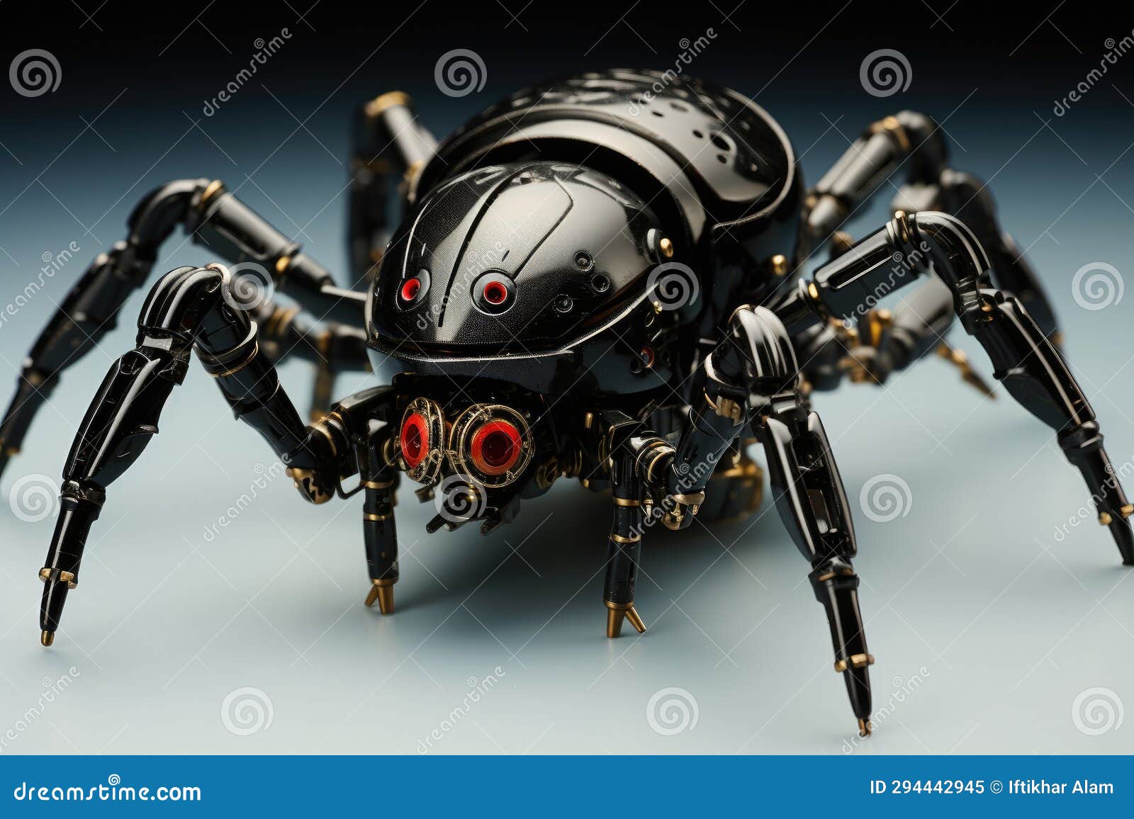 3d Rendering of a Black Robot with Black Body and Red Eyes, Genetically ...