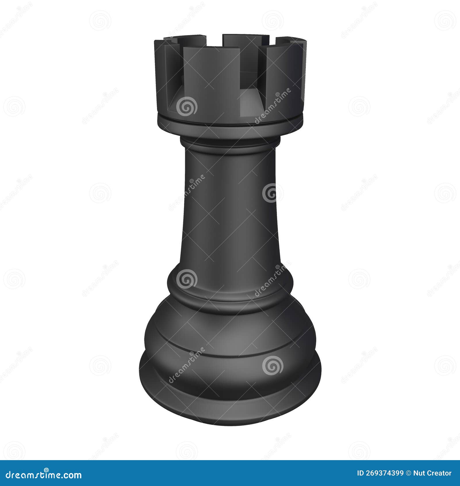 3D Rendering Black Rook Isolated on White Background. Stock Image ...