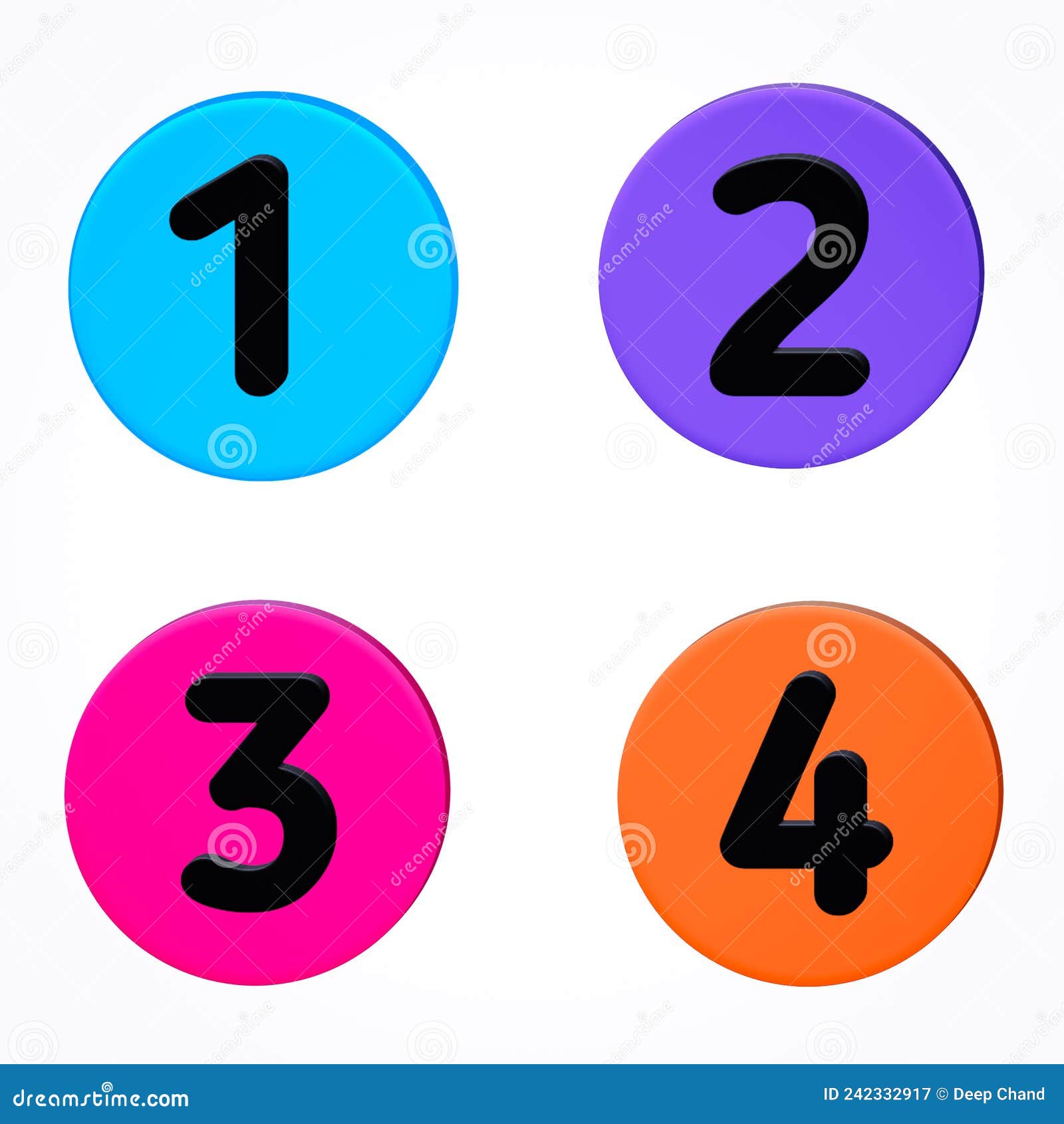 3d Rendering Black 1234 Text Isolated on White Stock Illustration ...