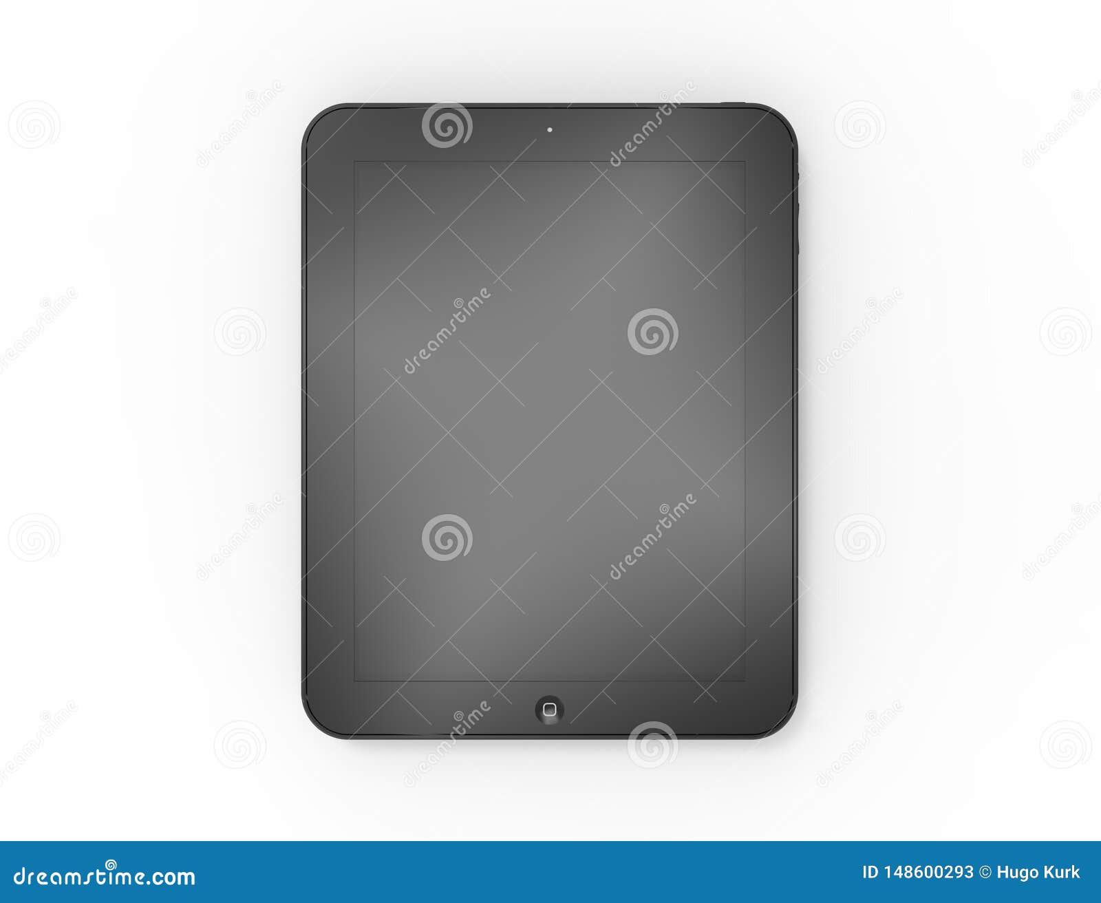 3D Rendering of a Black Touch Screen Tablet Isolated on White ...