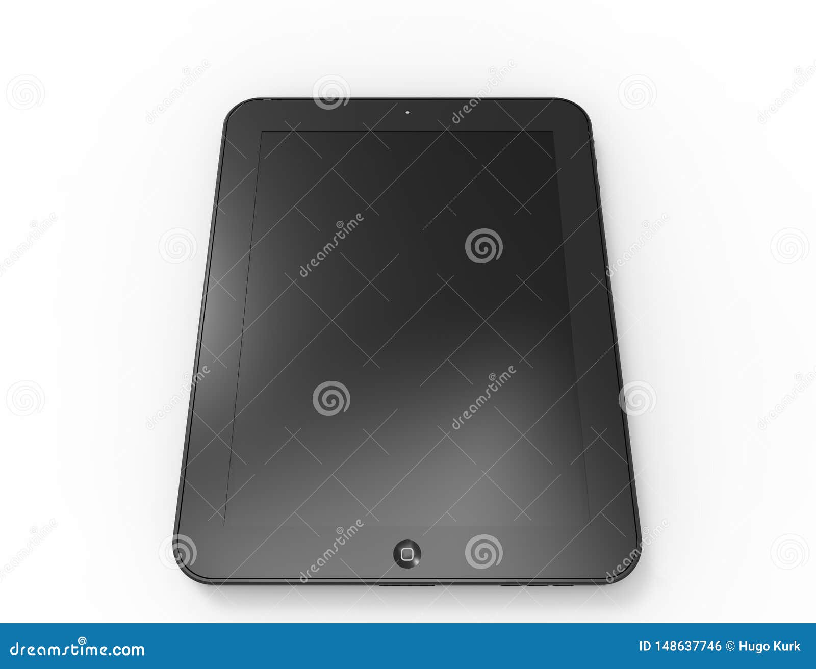 3D Rendering of a Black Touch Screen Tablet Isolated on White ...