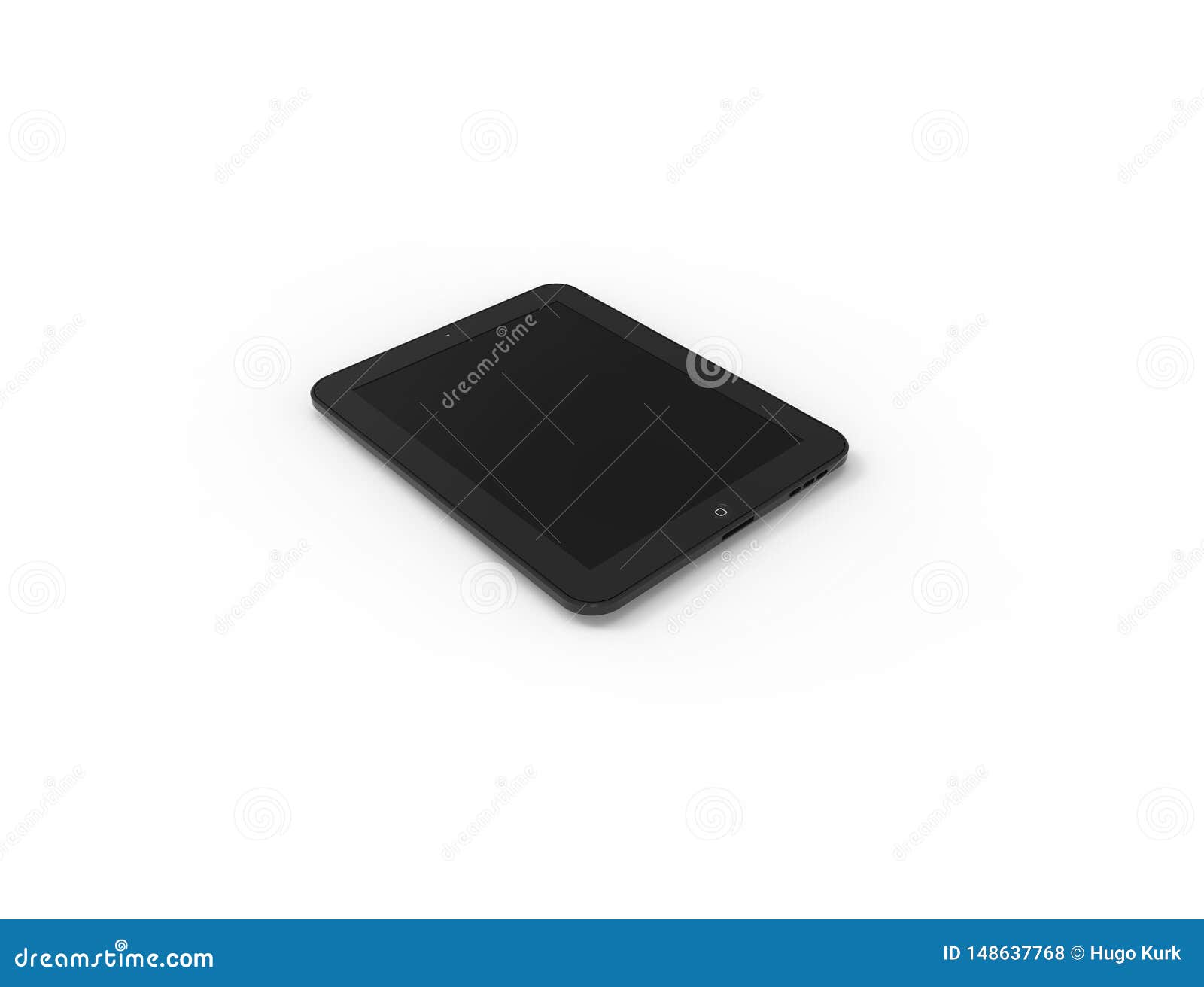 3D Rendering of a Black Touch Screen Tablet Isolated on White ...