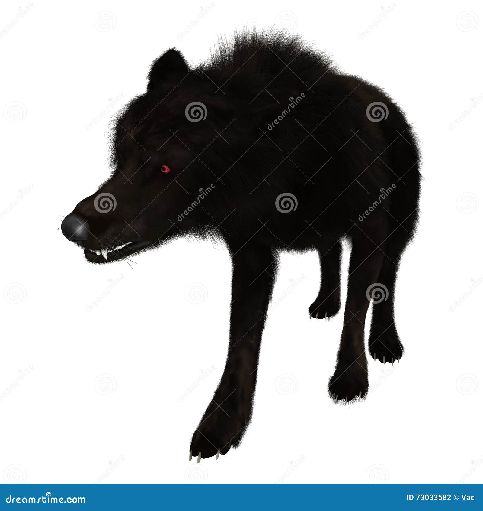 3D Rendering Black Wolf on White Stock Illustration - Illustration of ...