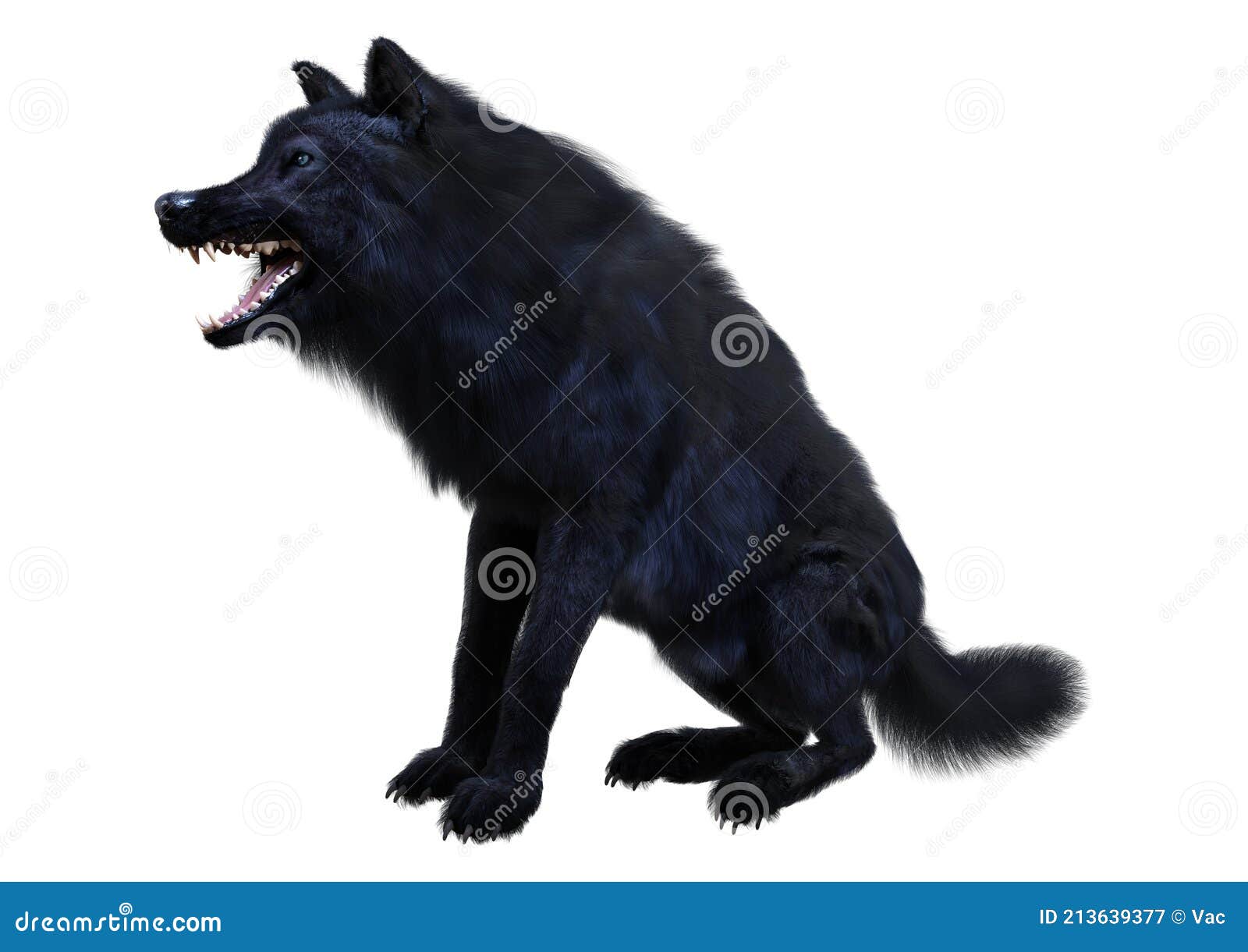 3D Rendering Black Wolf on White Stock Illustration - Illustration of ...