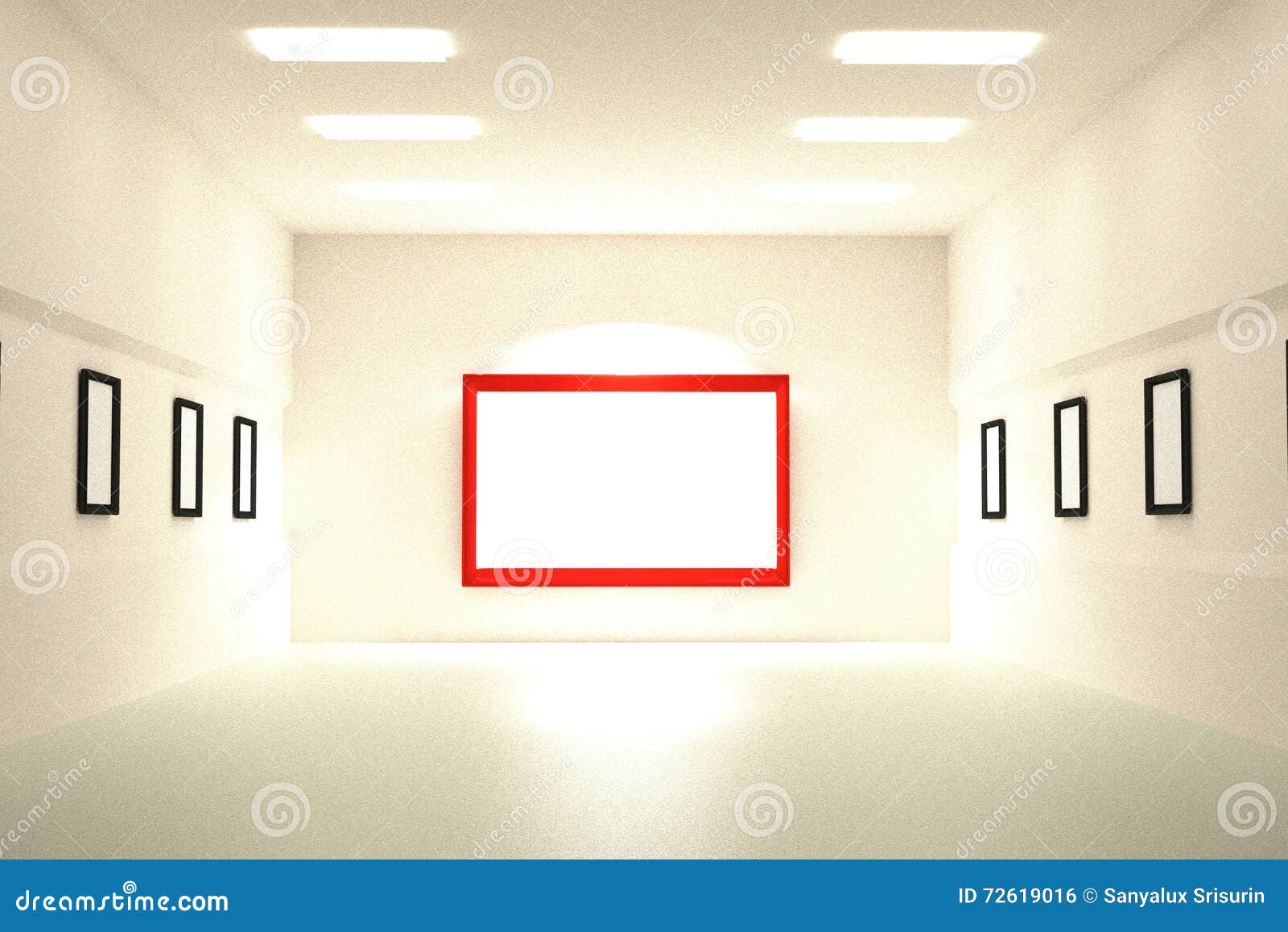 3D Rendering of Blank of Empty Frames in a Museum Stock Illustration ...