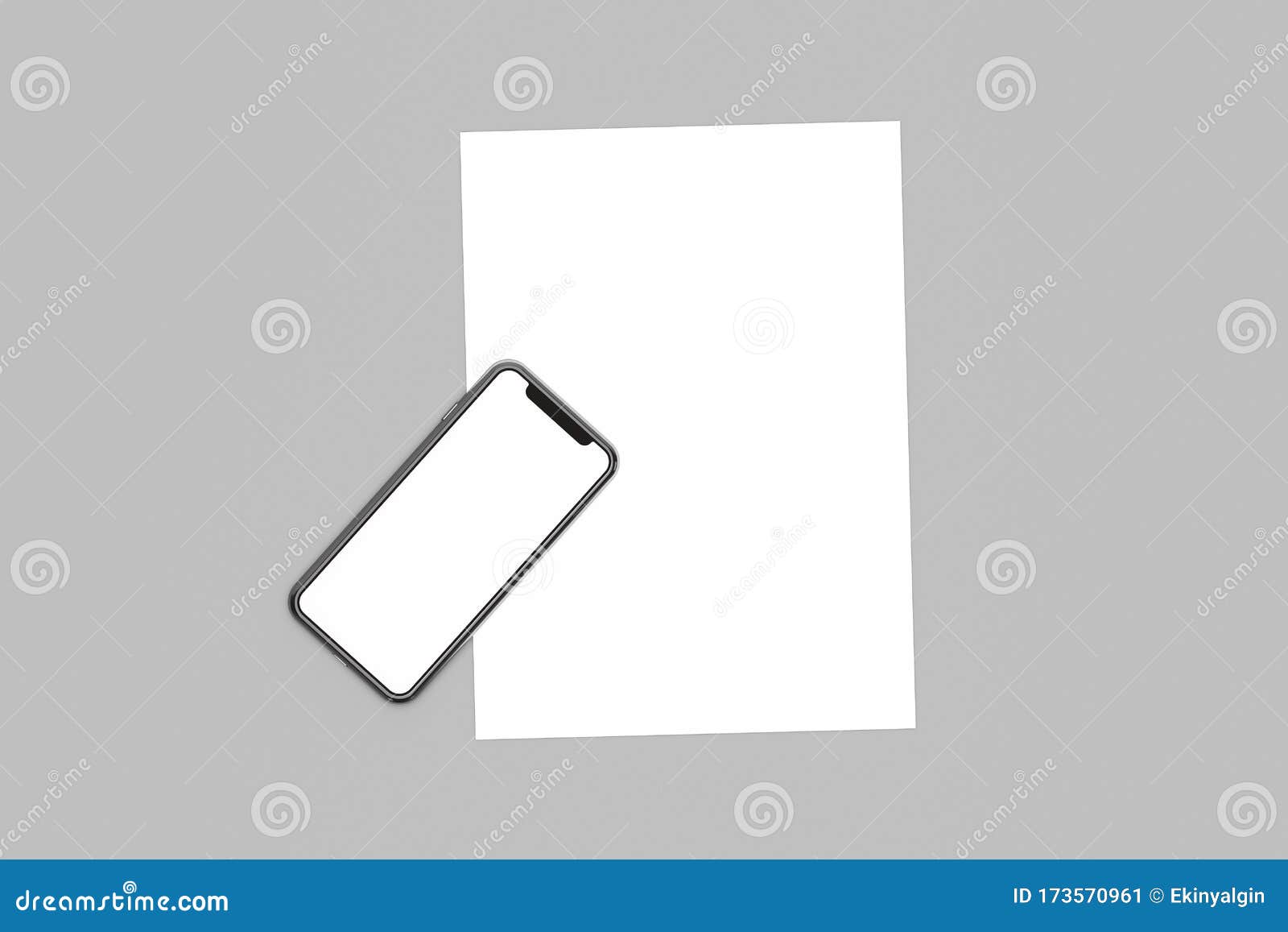 3D Rendering of Blank Full Screen Smart Phone on Paper Stock ...
