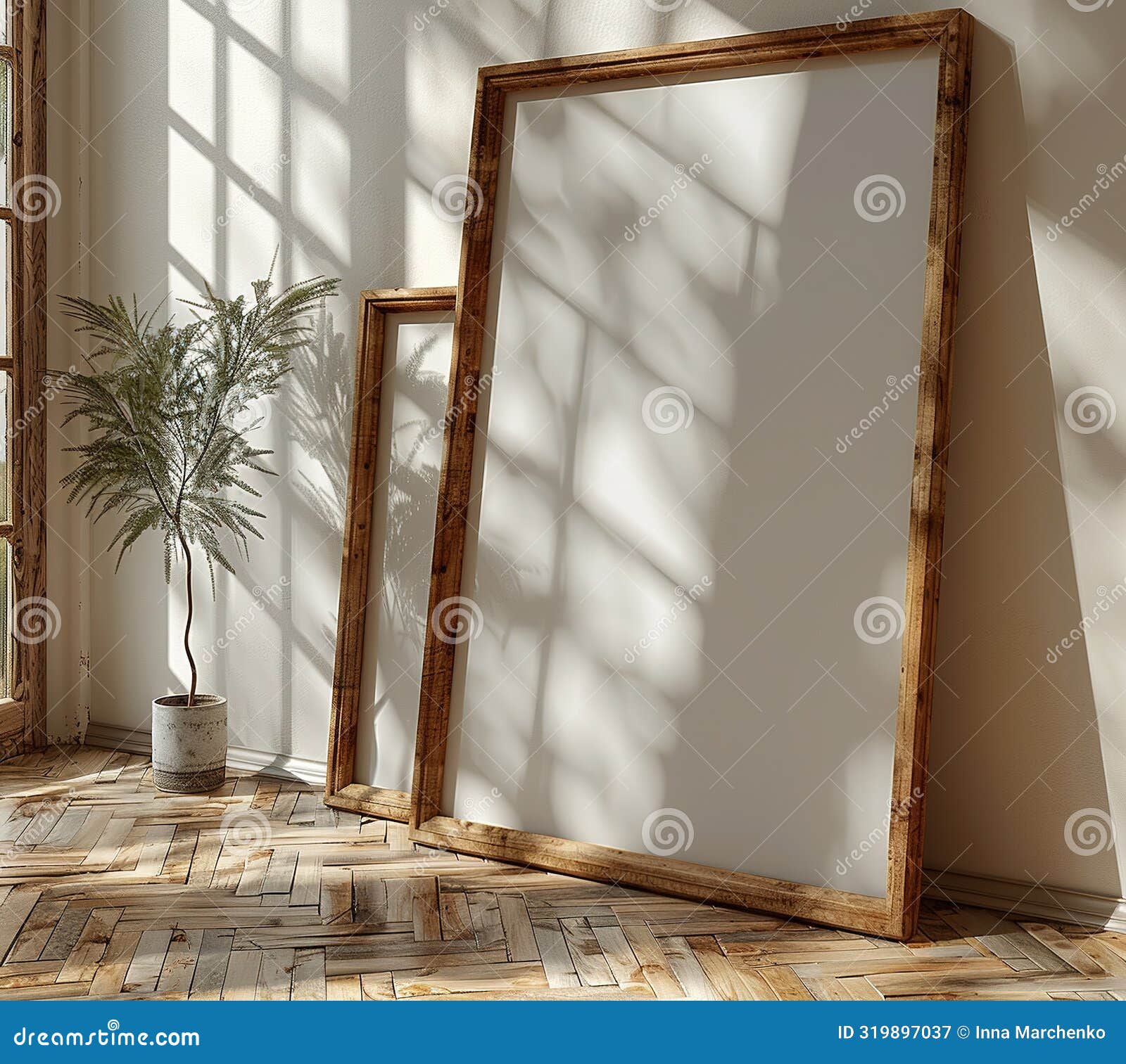 3D Rendering of a Blank Vertical Picture Frame Mounted on the Wall ...