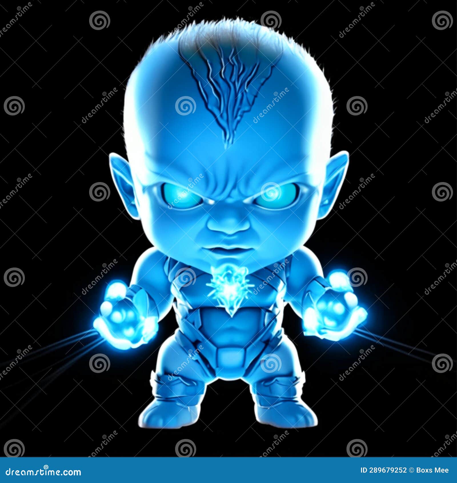 3D Rendering of a Blue Alien with Blue Eyes on a Black Background AI ...