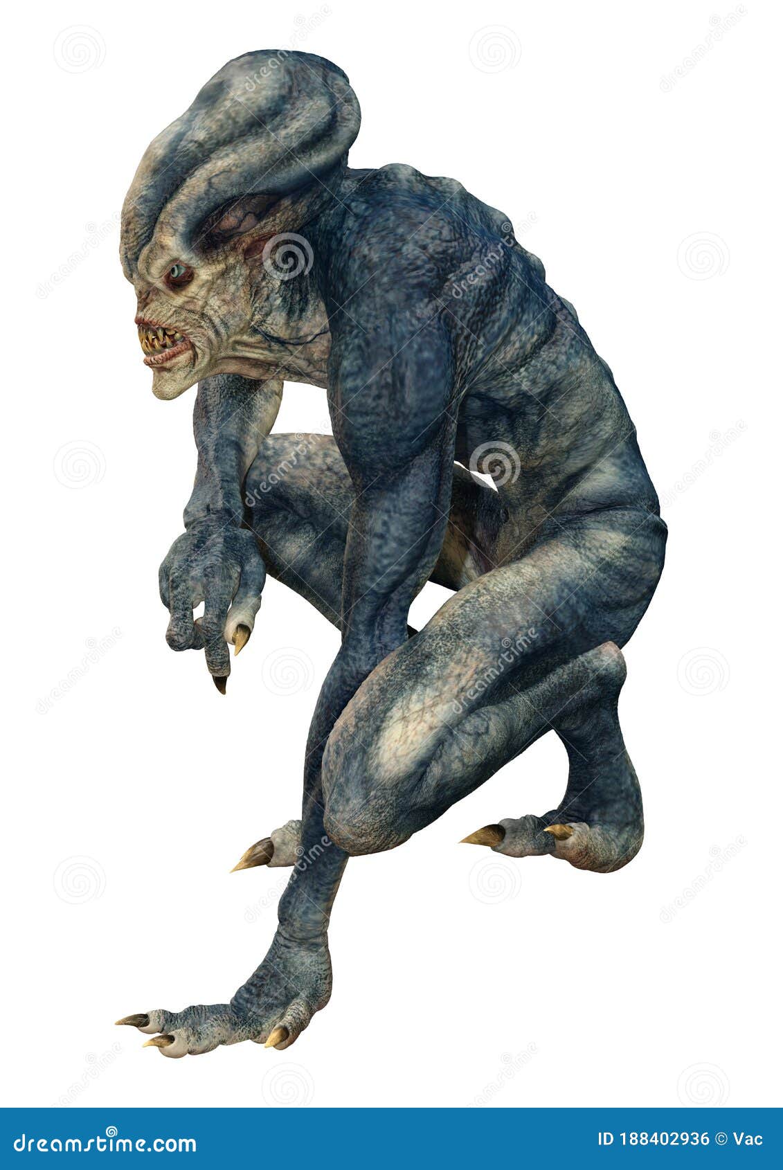 3D Rendering Blue Alien on White Stock Illustration - Illustration of ...