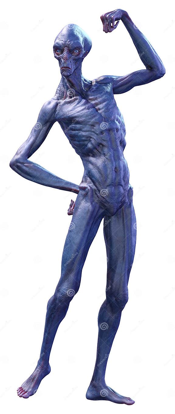 3D Rendering Blue Alien on White Stock Illustration - Illustration of ...