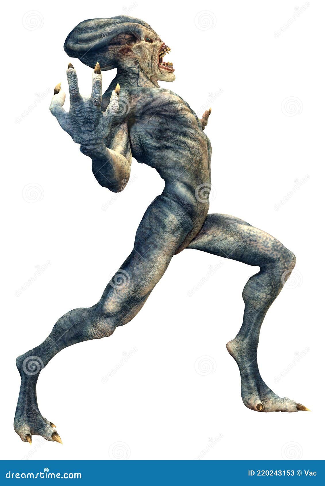 3D Rendering Blue Alien on White Stock Illustration - Illustration of ...