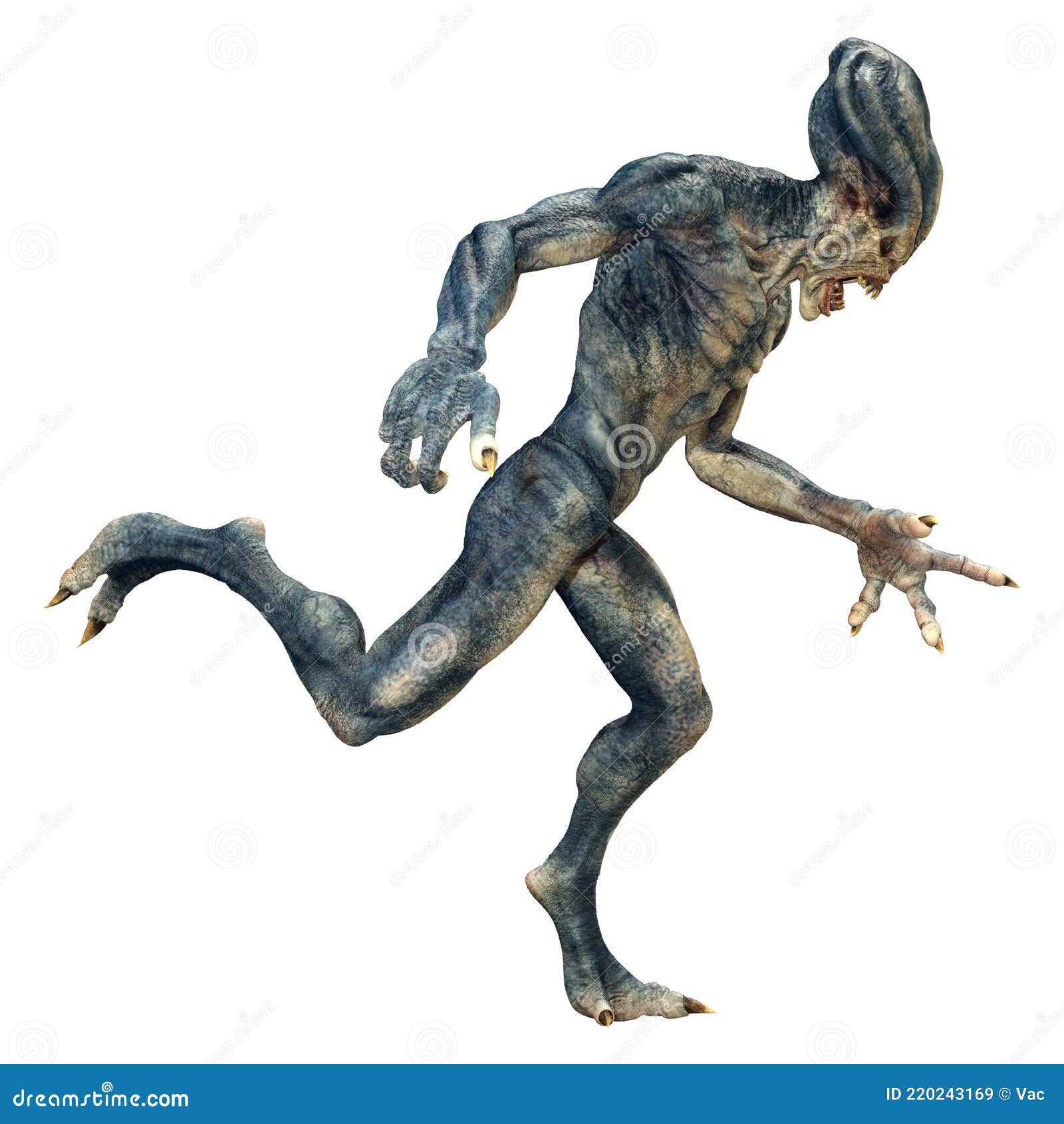 3D Rendering Blue Alien on White Stock Illustration - Illustration of ...