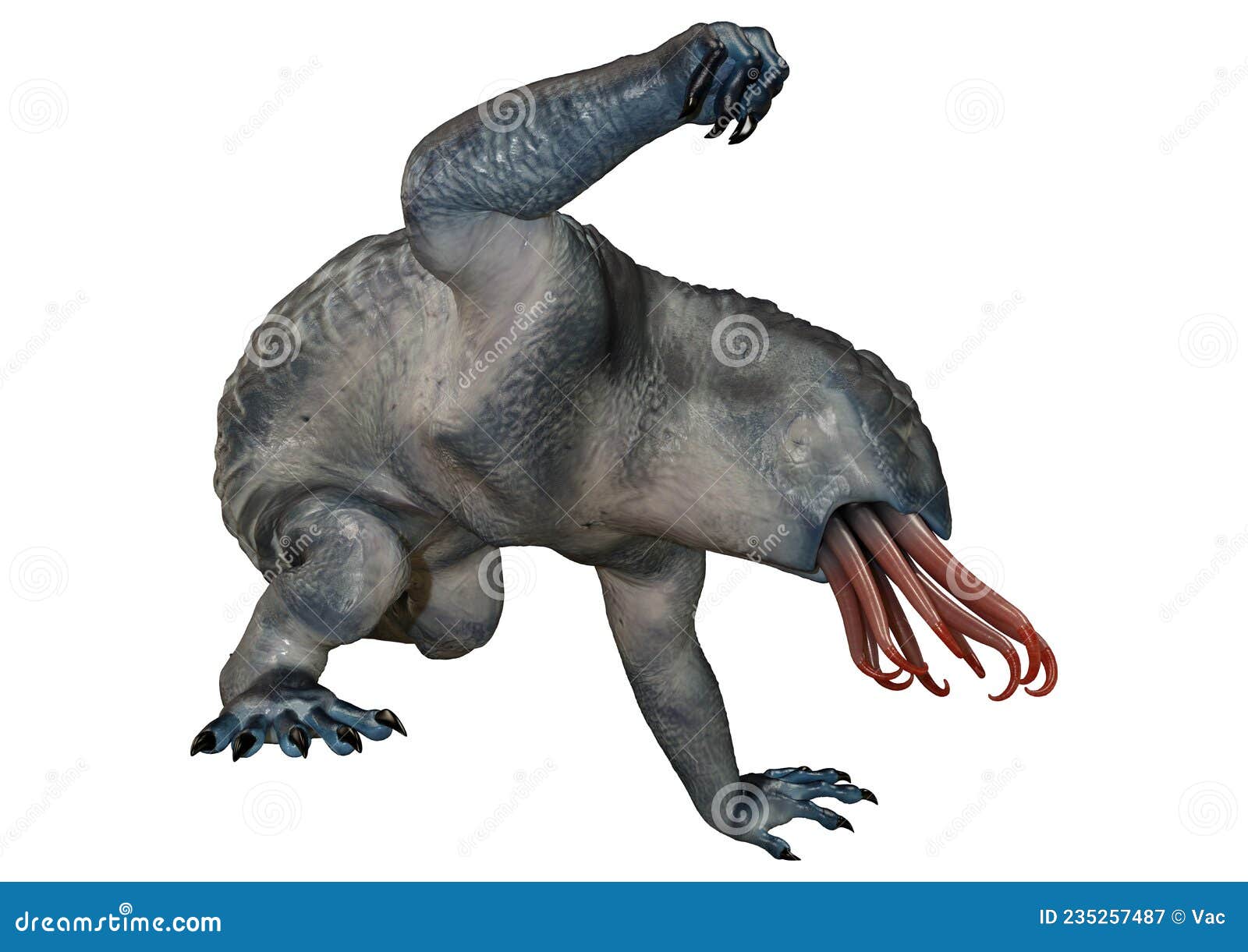 3D Rendering Blue Alien on White Stock Illustration - Illustration of ...