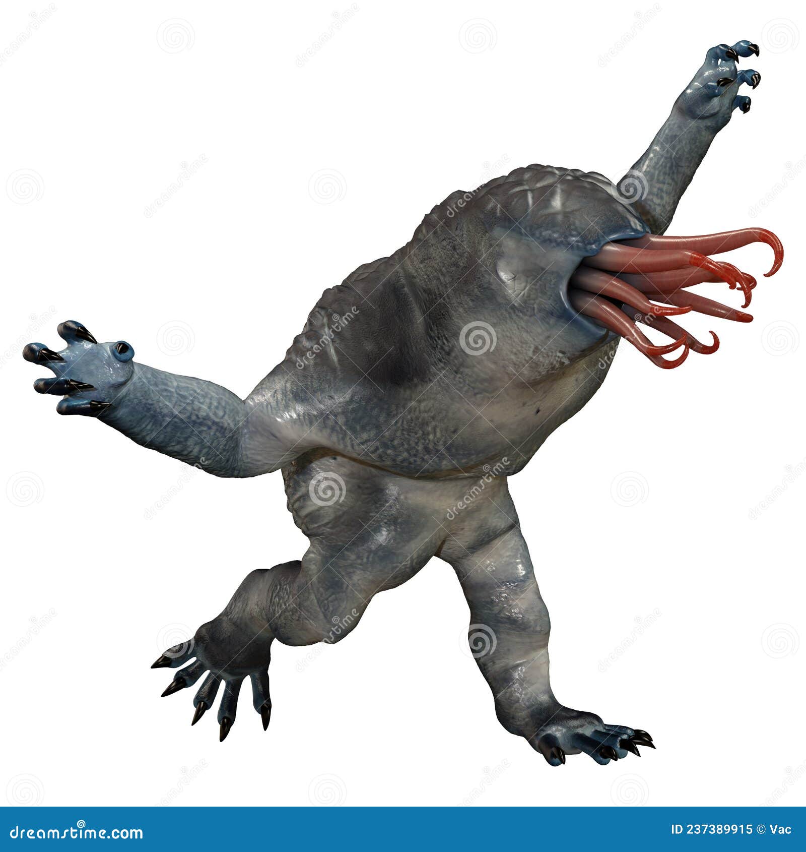 3D Rendering Blue Alien on White Stock Illustration - Illustration of ...