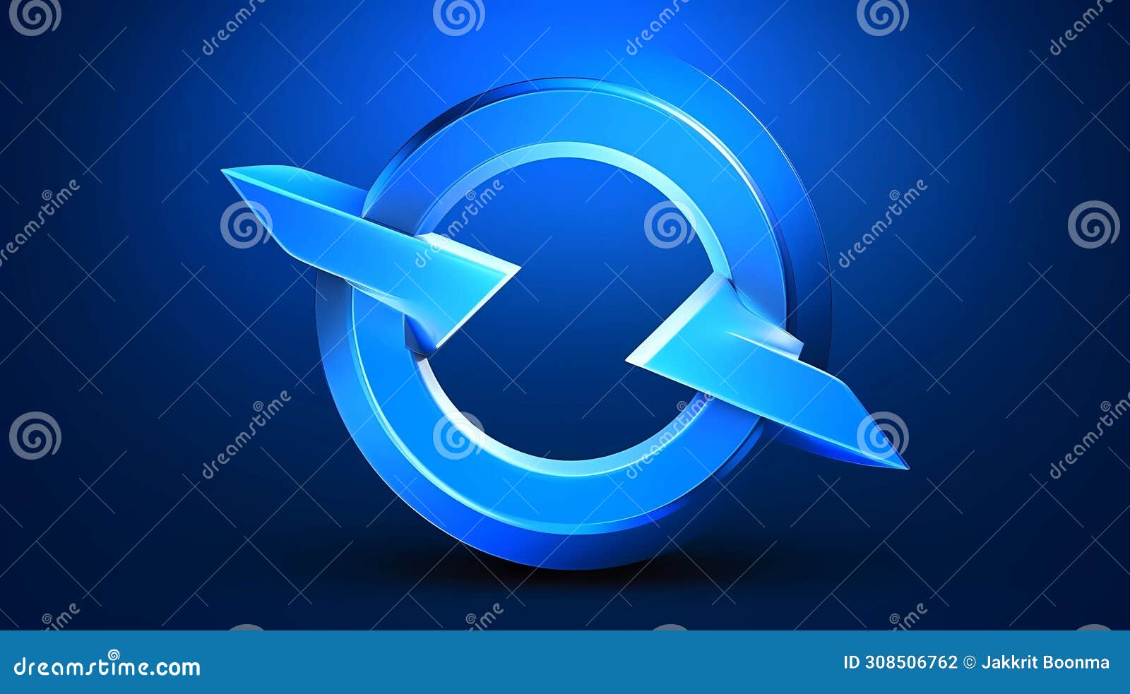 3d Rendering of Blue Arrow in Circle Shape on Blue Background ...