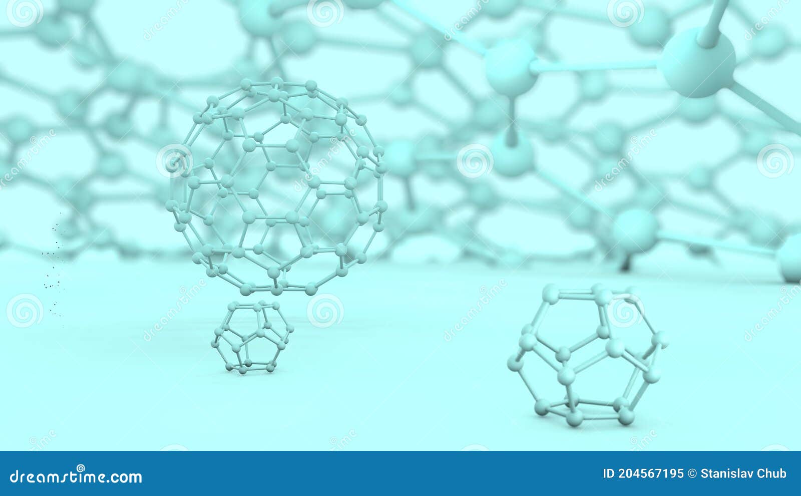 3D Rendering of a Blue Background and a Crystal Graphene Lattice. the ...