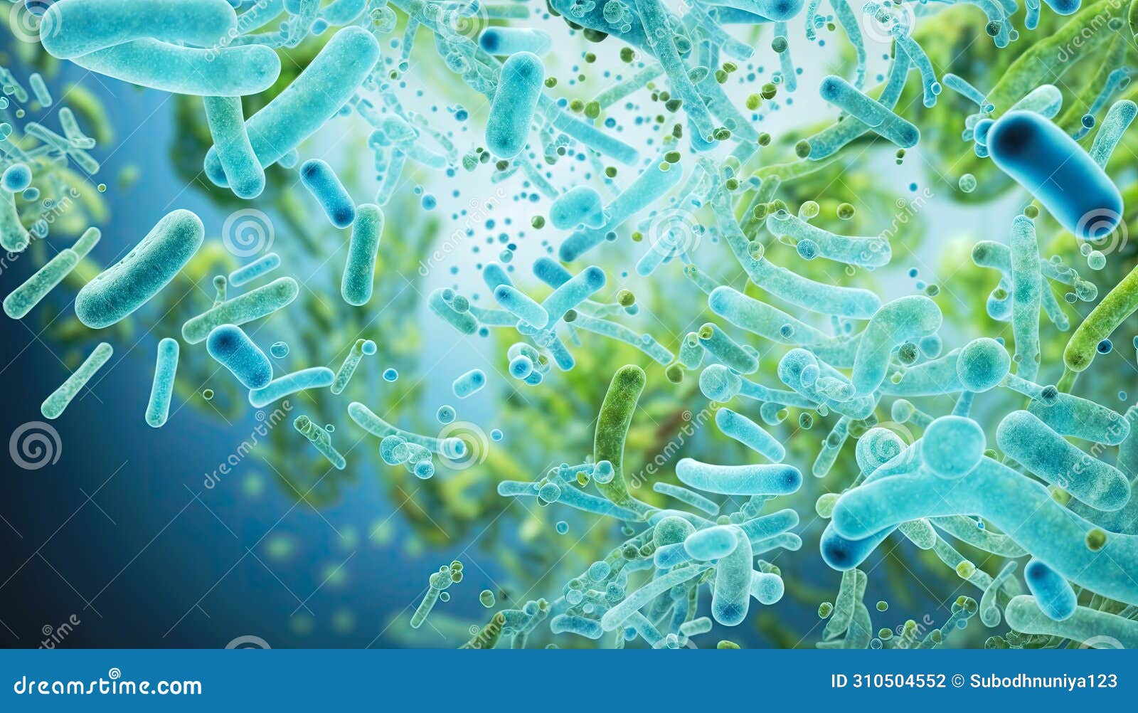 3d Rendering of Blue Bacteria in Background Stock Illustration ...