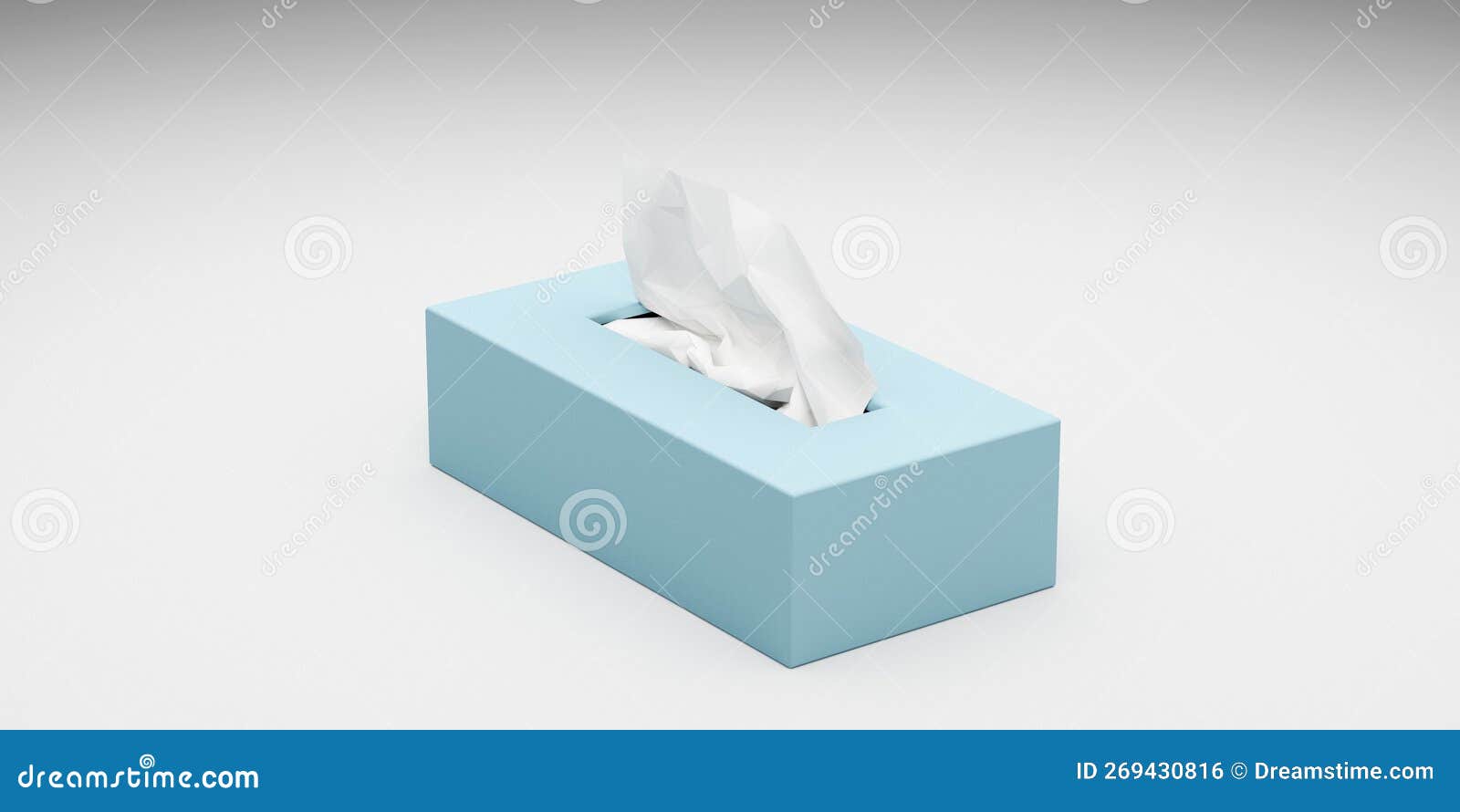 3D Rendering of a Blue Box with Paper Tissues Isolated on White ...