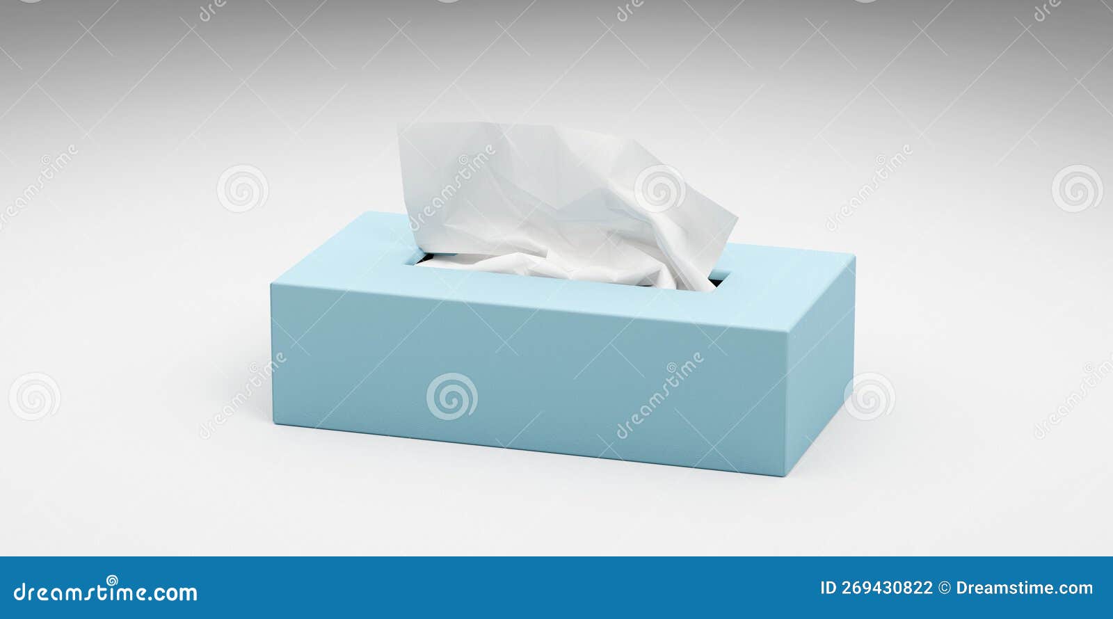 3D Rendering of a Blue Box with Paper Tissues Isolated on White ...
