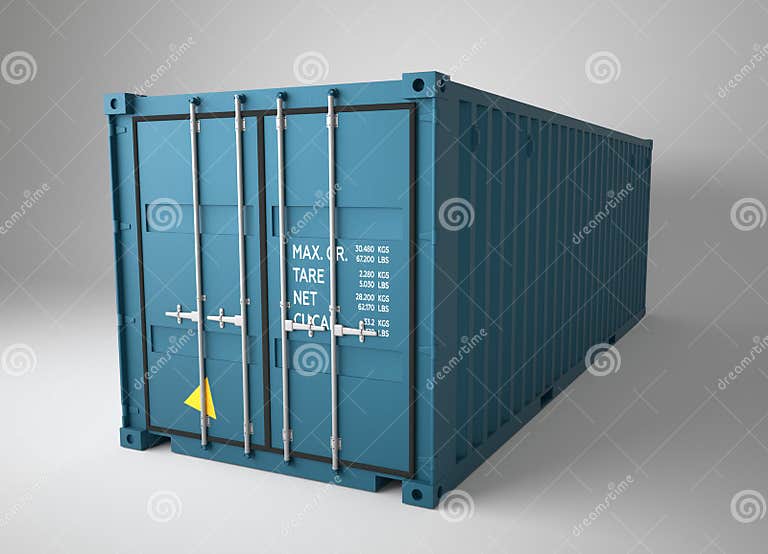 3d Rendering of Blue Container Cargo on White Background Stock Illustration - Illustration of ...