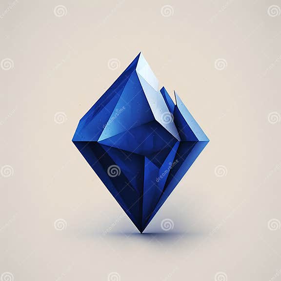 3d Rendering of a Blue Diamond in a Low Poly Style. Stock Illustration ...