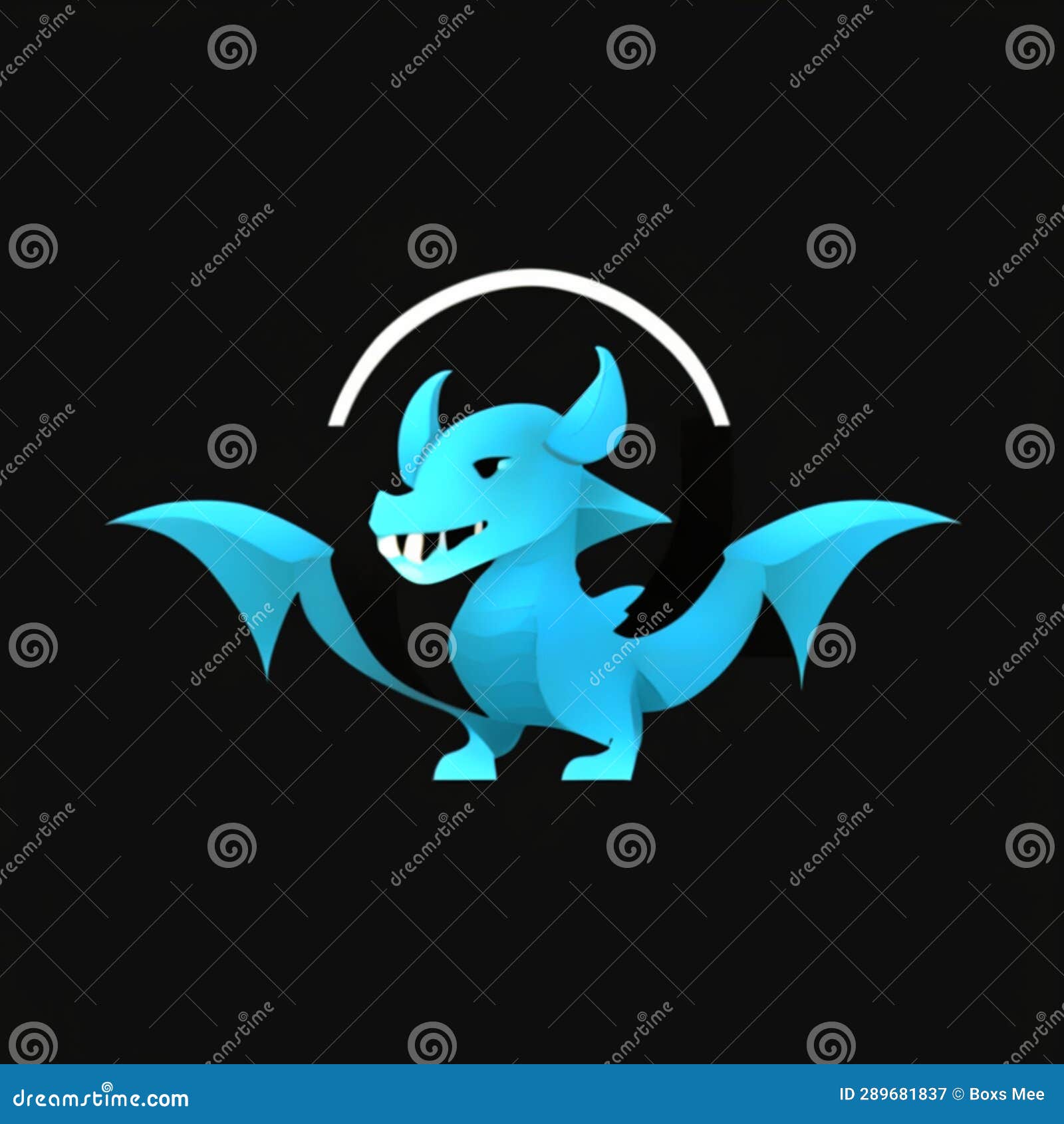 3D Rendering of a Blue Dragon Logo on a Black Background. Generative AI ...